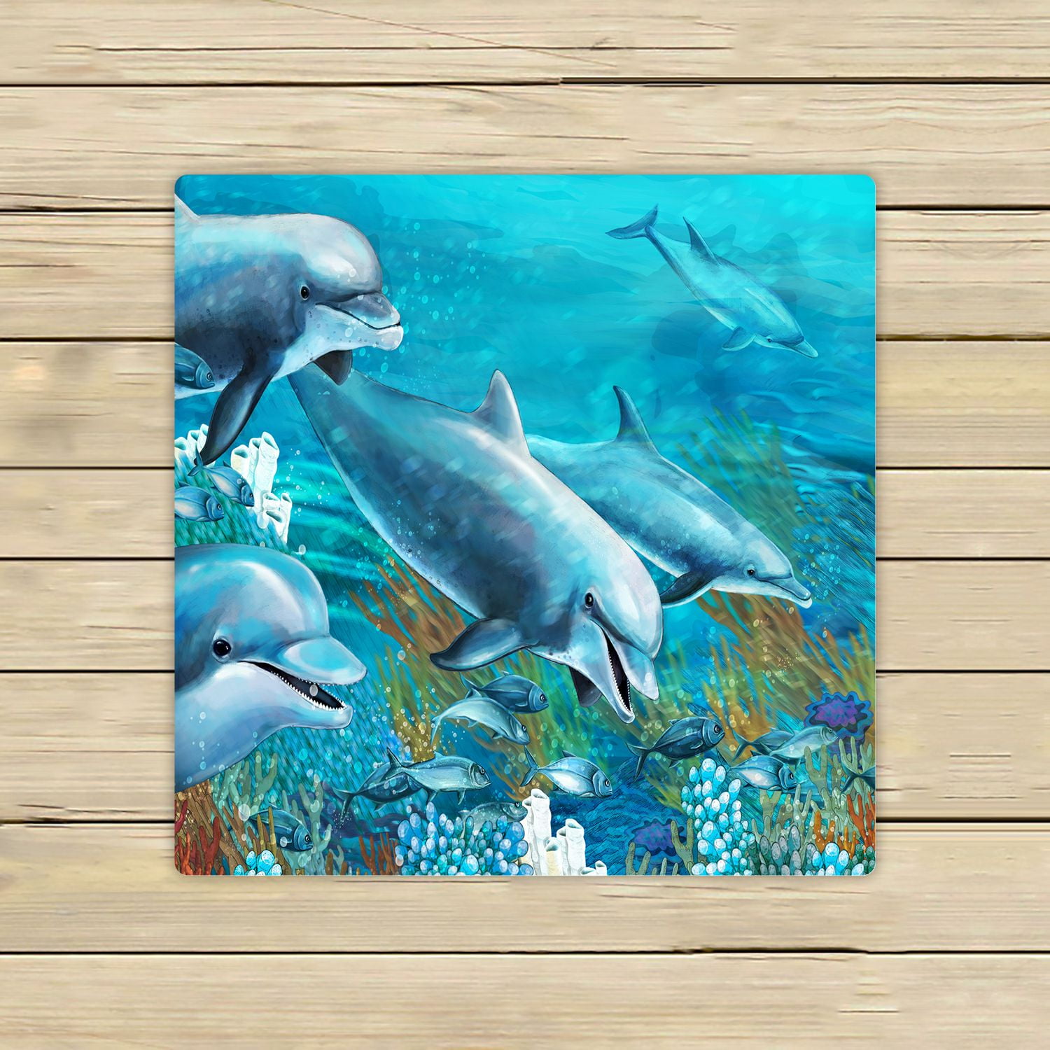 PHFZK Ocean Animal Towel, Underwater World with Dolphins and Coral Reef ...