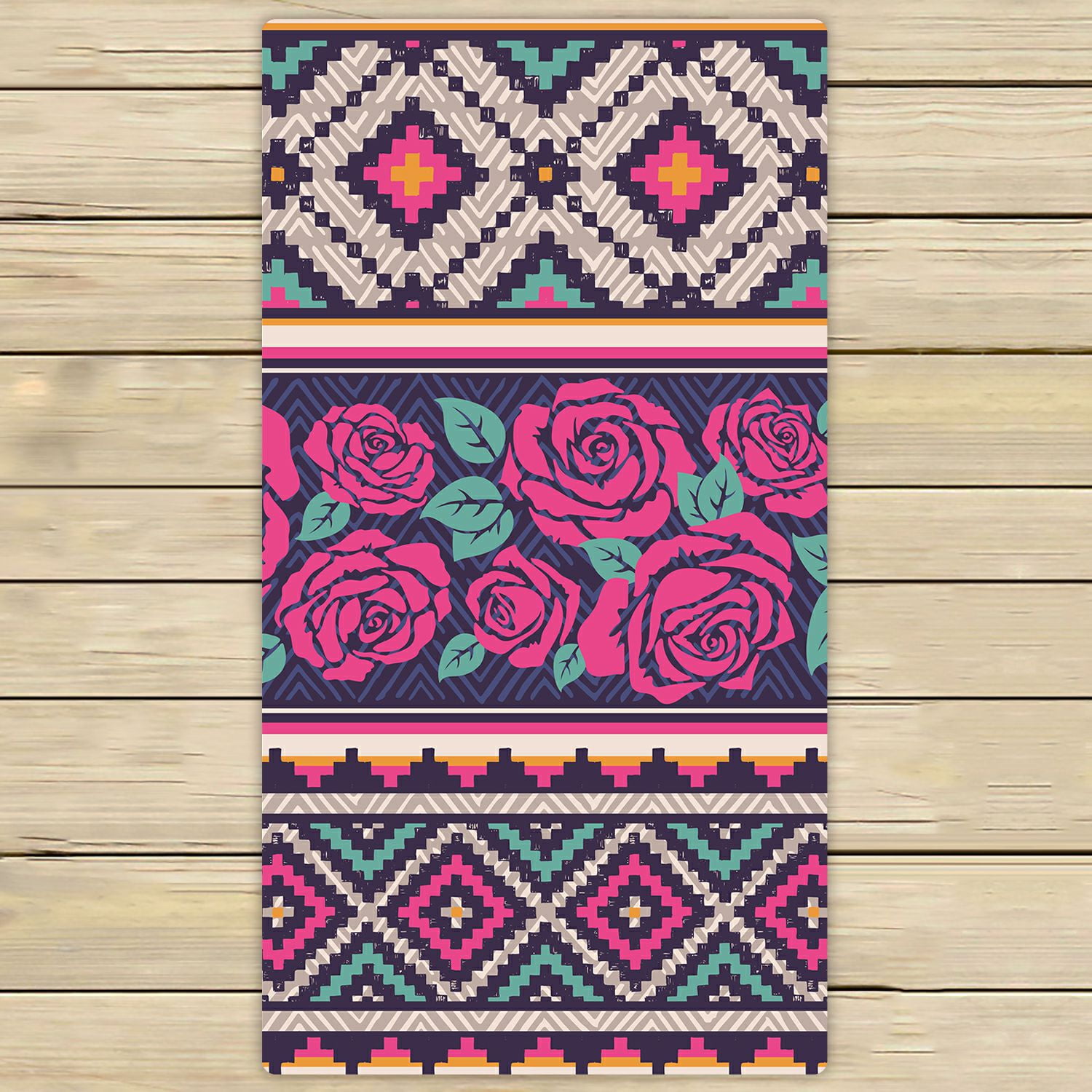 PHFZK Rose Towel, Ethnic Floral Aztec Hand Towel Bath Bathroom Shower ...