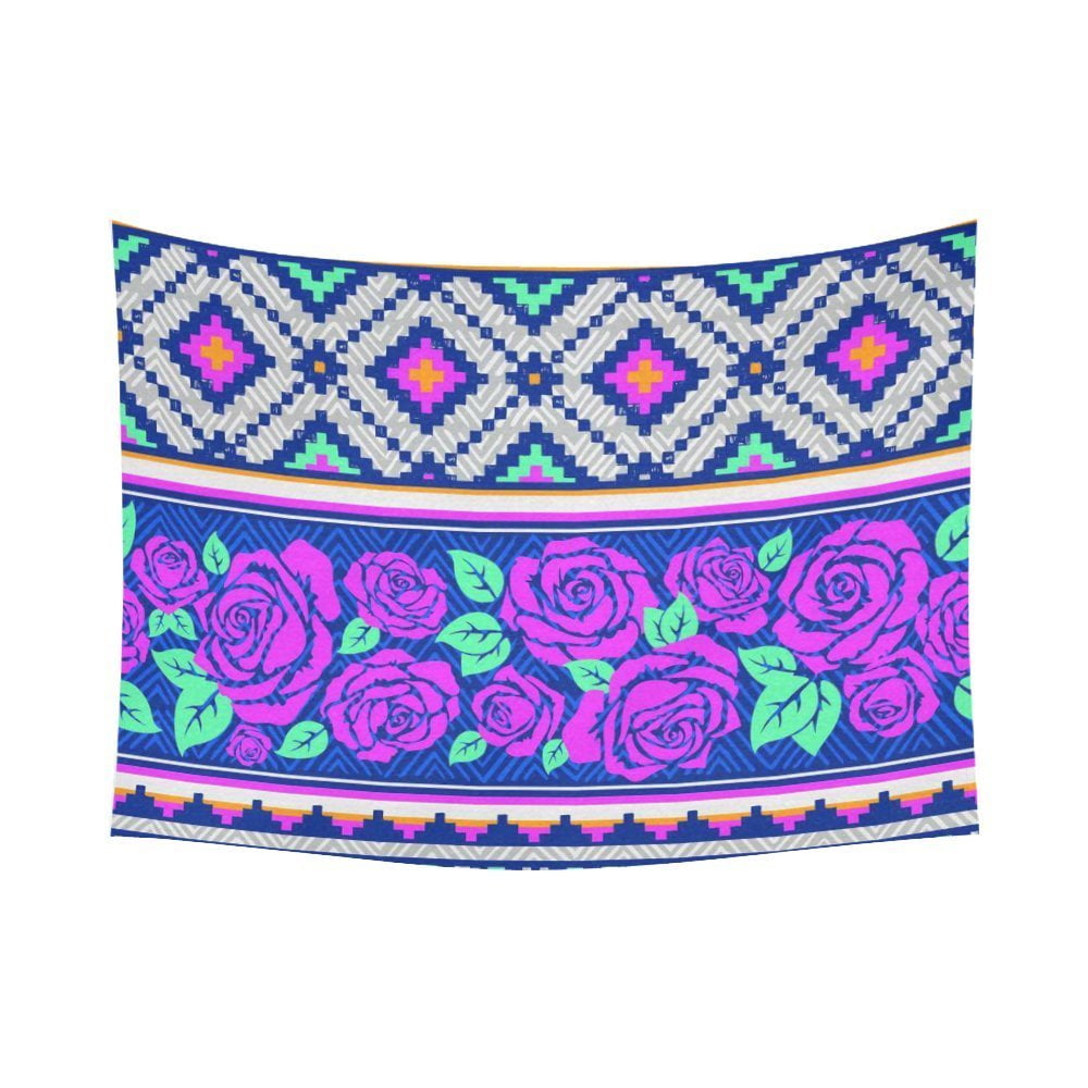 PHFZK Rose Wall Art Home Decor, Ethnic Floral Aztec Tapestry Wall ...