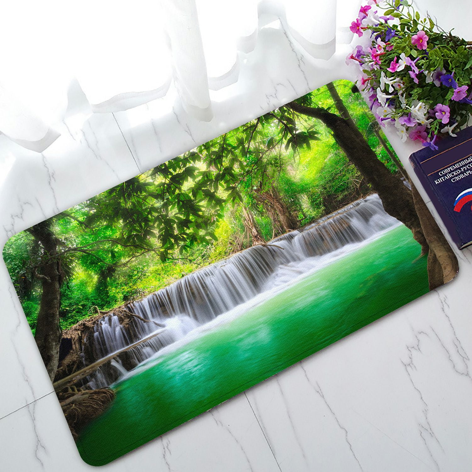 PHFZK Scenery Doormat, waterfall mountain in Forest Jungle Landscape ...