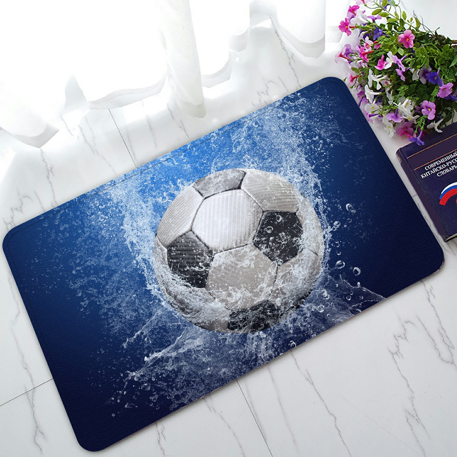 PHFZK Sports Doormat, Football Soccer Ball on Water Doormat Outdoors ...