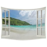 YKCG Window Ocean View Wall Hanging Tapestry Wall Art 80x60 inches ...