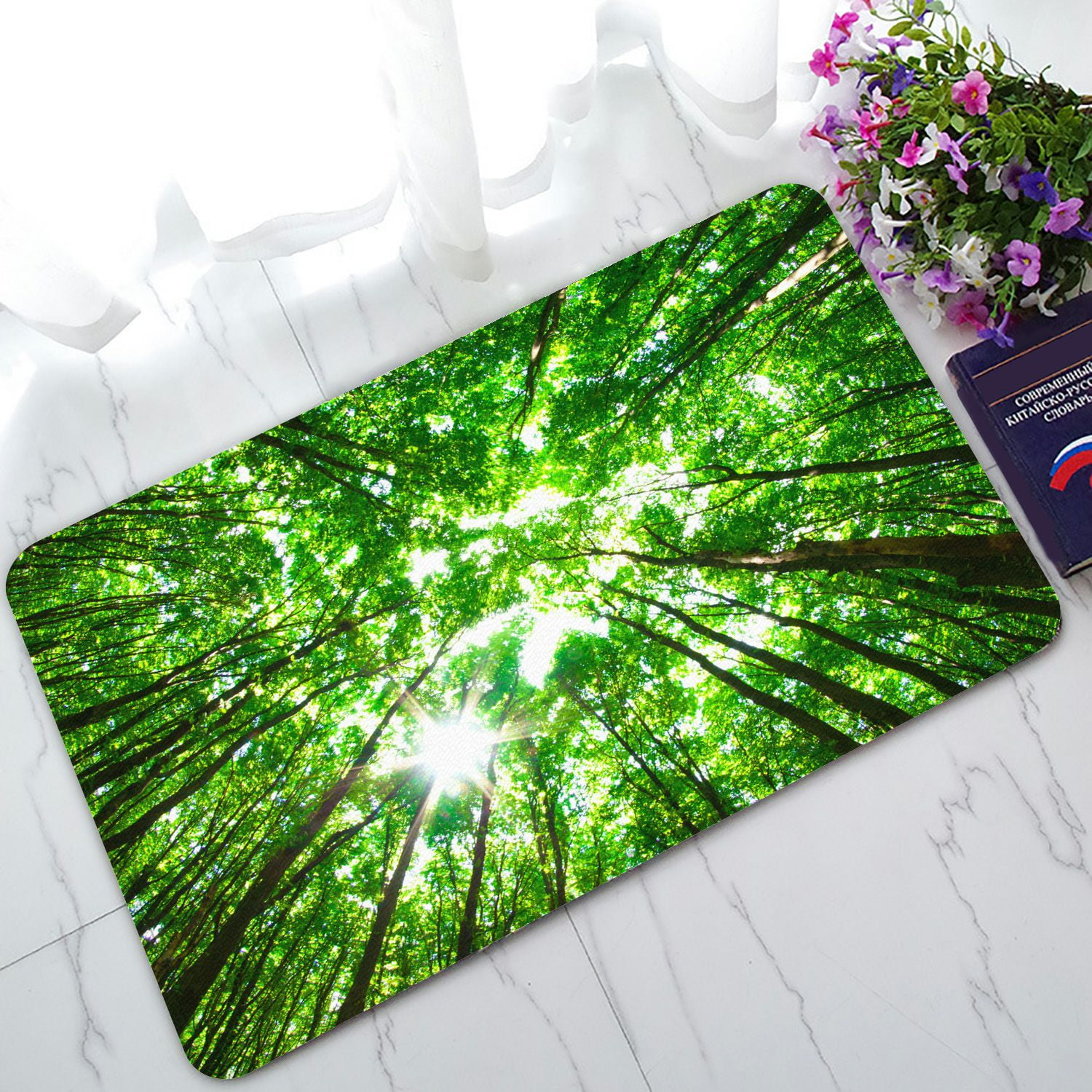 PHFZK Tree of Life Doormat, Early Morning Sun in the Green Forest ...