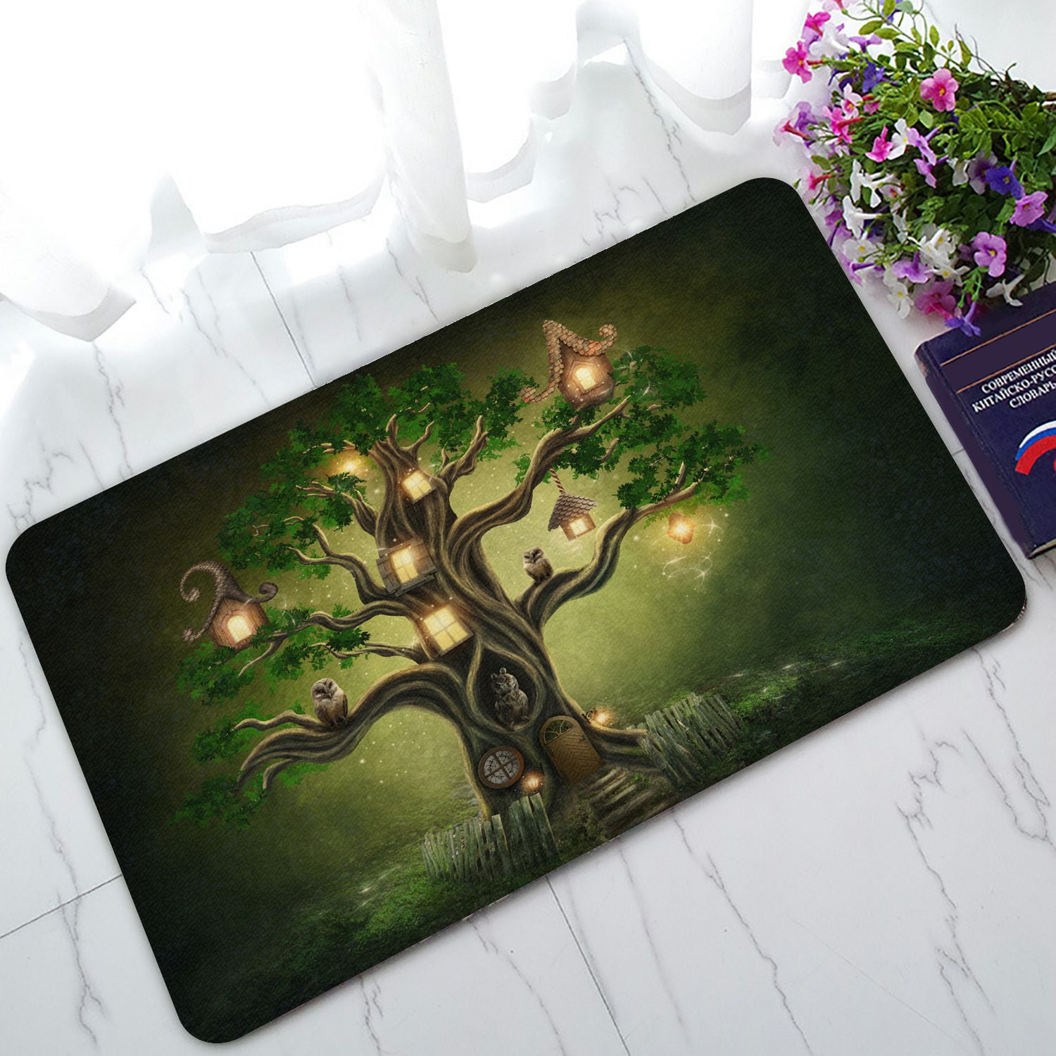 PHFZK Tree of Life Doormat, Fantasy Forest Tree Doormat Outdoors/Indoor ...