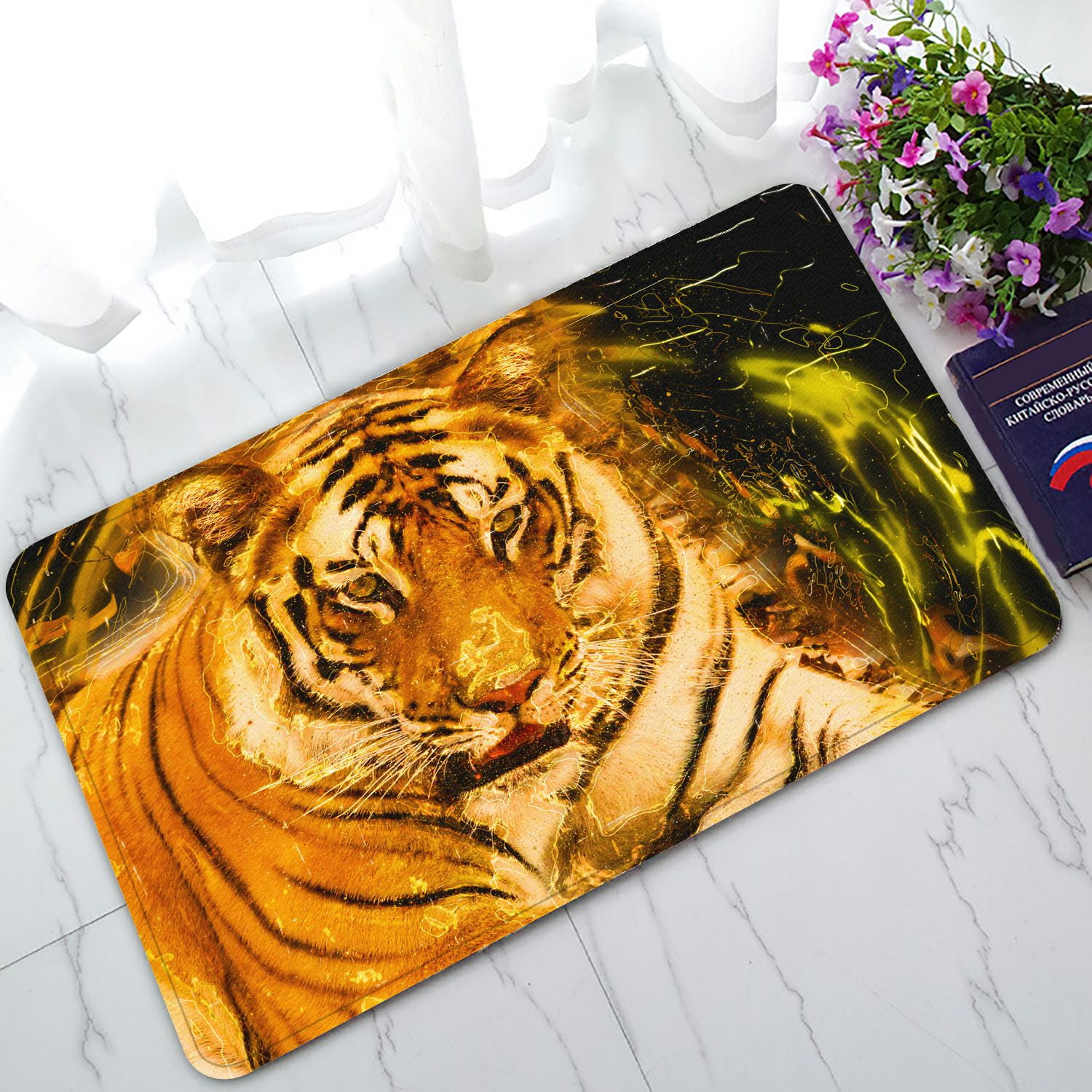 PHFZK Wildlife Doormat, Animal Tiger Portrait Doormat Outdoors/Indoor ...