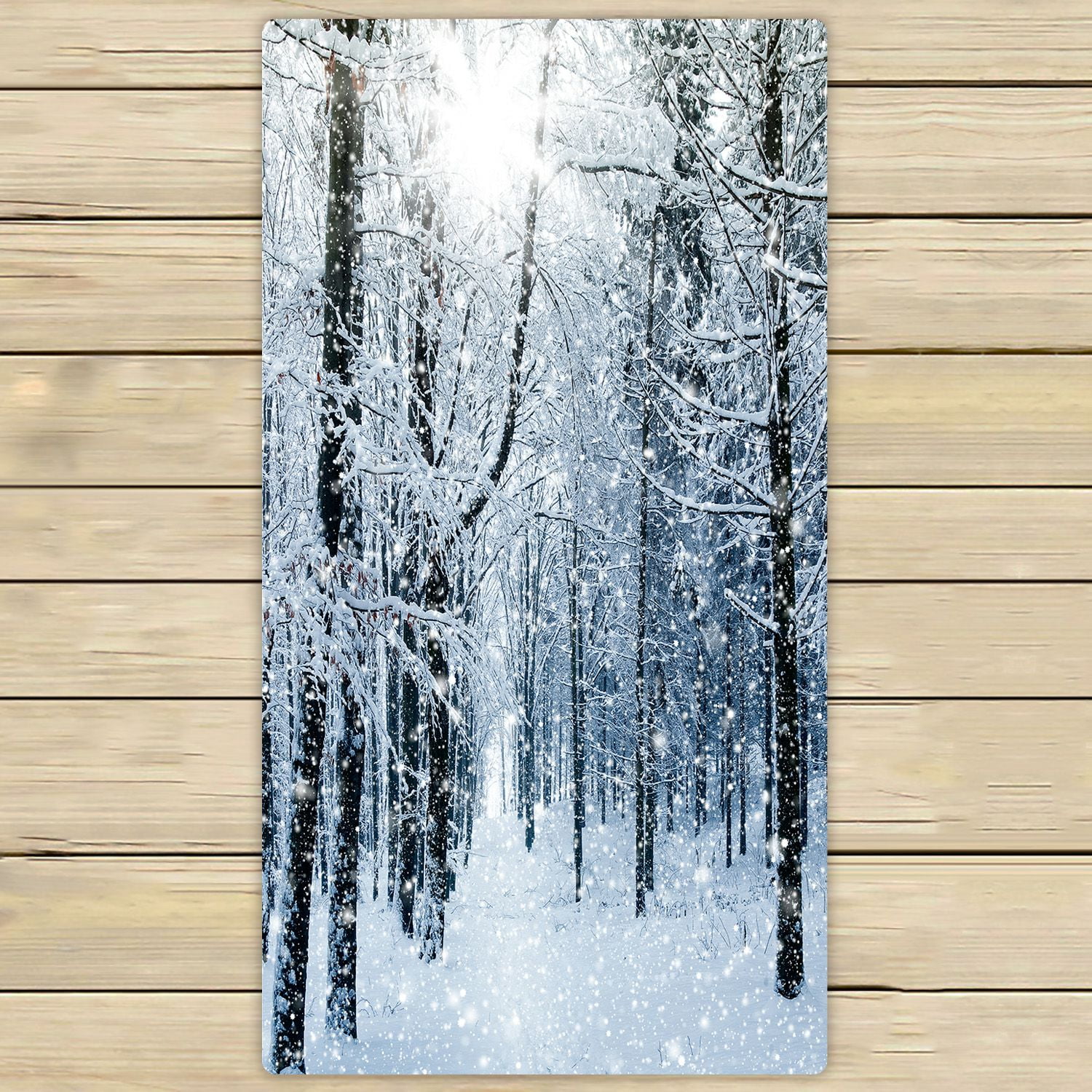 PHFZK Winter Landscape Towel, Snowy Trees Forest Scenery Black White ...