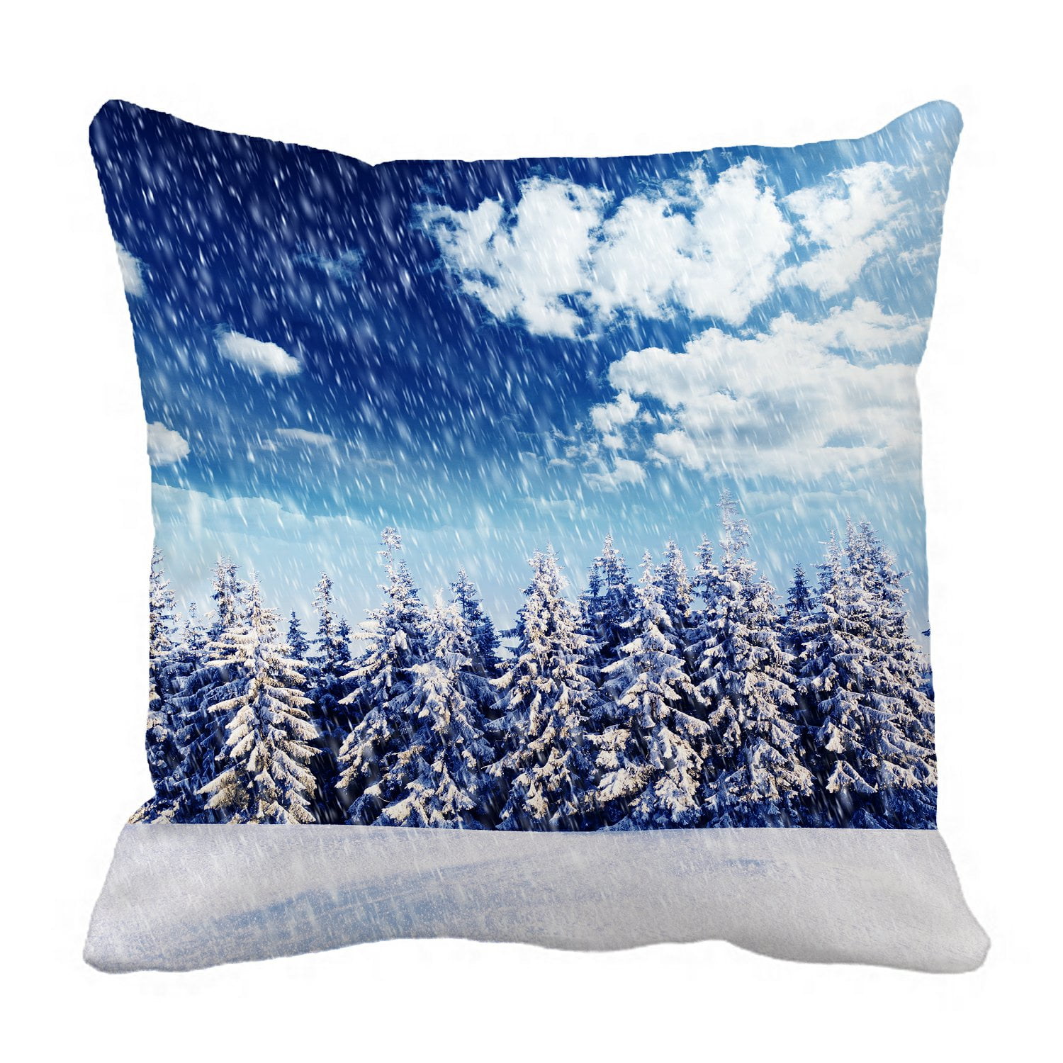 PHFZK Winter Scene Pillow Case, Beautiful Winter Landscape with Snowy ...