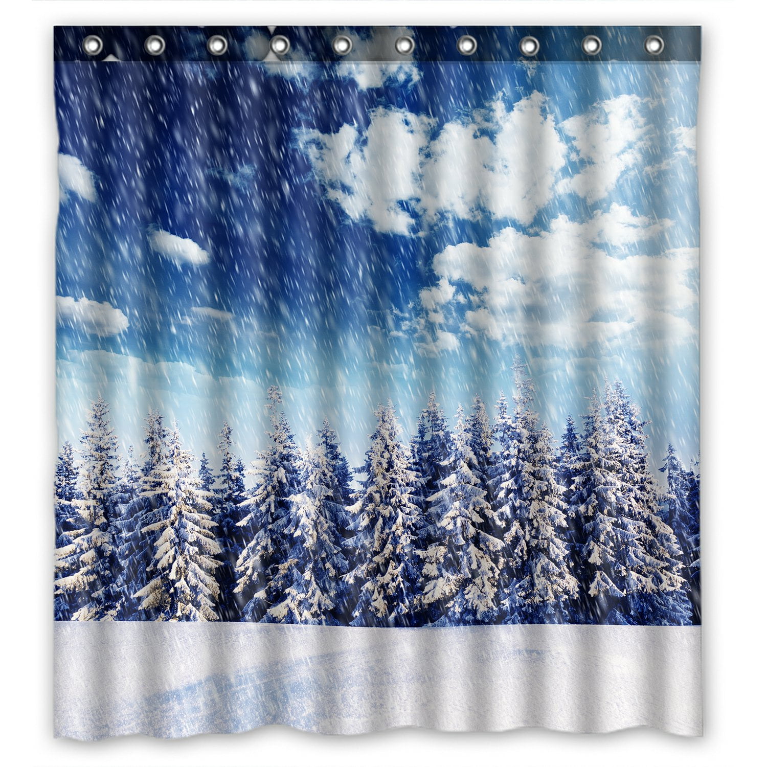 PHFZK Winter Scene Shower Curtain, Beautiful Winter Landscape with ...