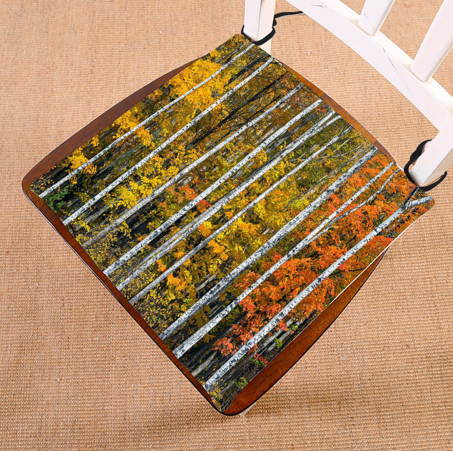 PHFZK Woodland Forest Chair Pad, Woodlsy Foliage Colorful Tree and ...