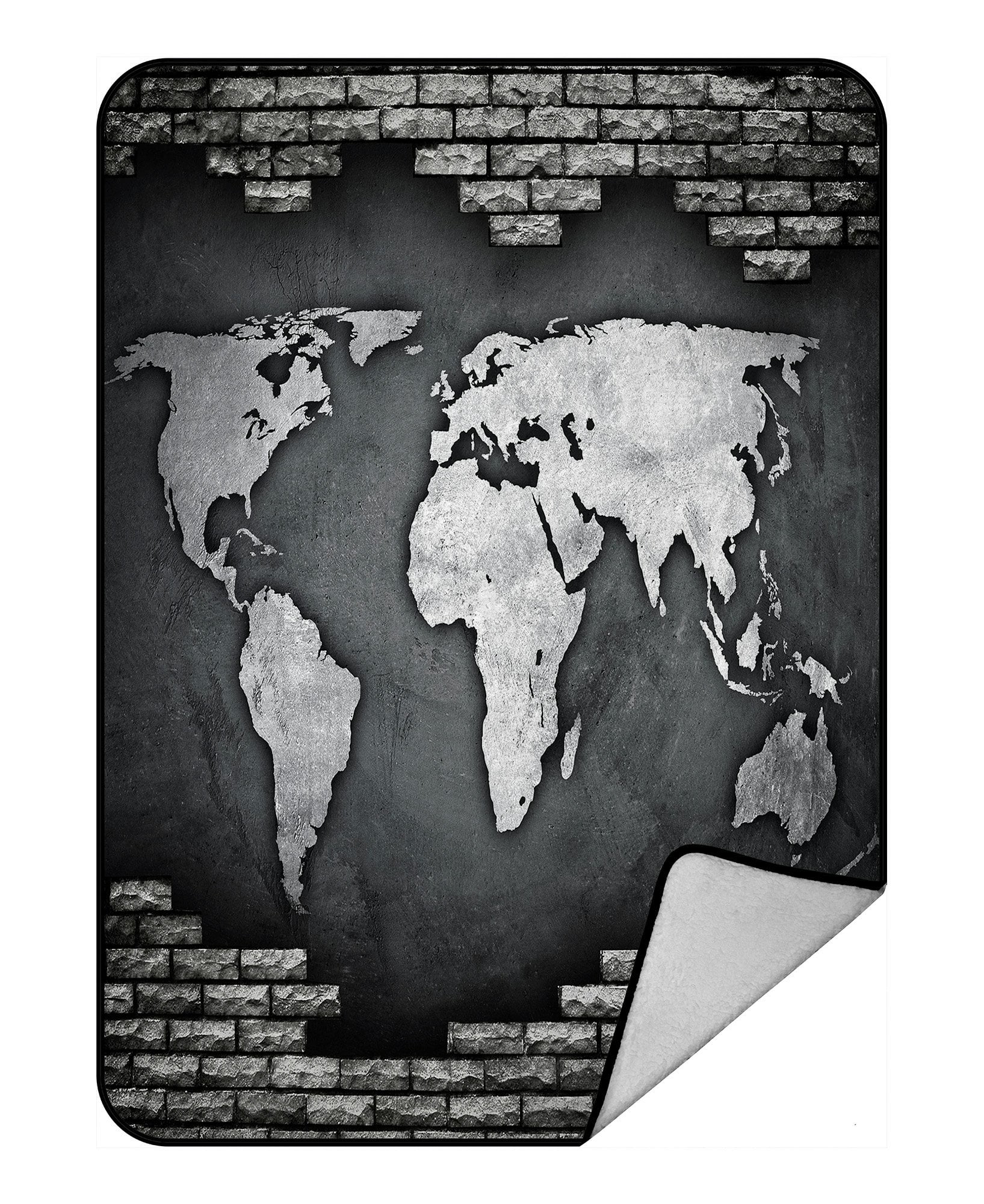 PHFZK World Map Blanket, Brick Fleece Blanket Crystal Velvet Front and ...