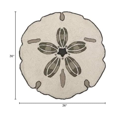 PHI Sand Dollar Seashell Shape Area/Accent Bath or Kitchen Hook Rug, 3 ...