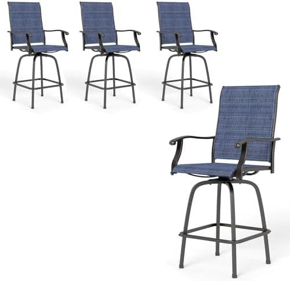 PHI VILLA Outdoor Swivel Bar Stools Set of 4, Bar Height Patio Stools ...