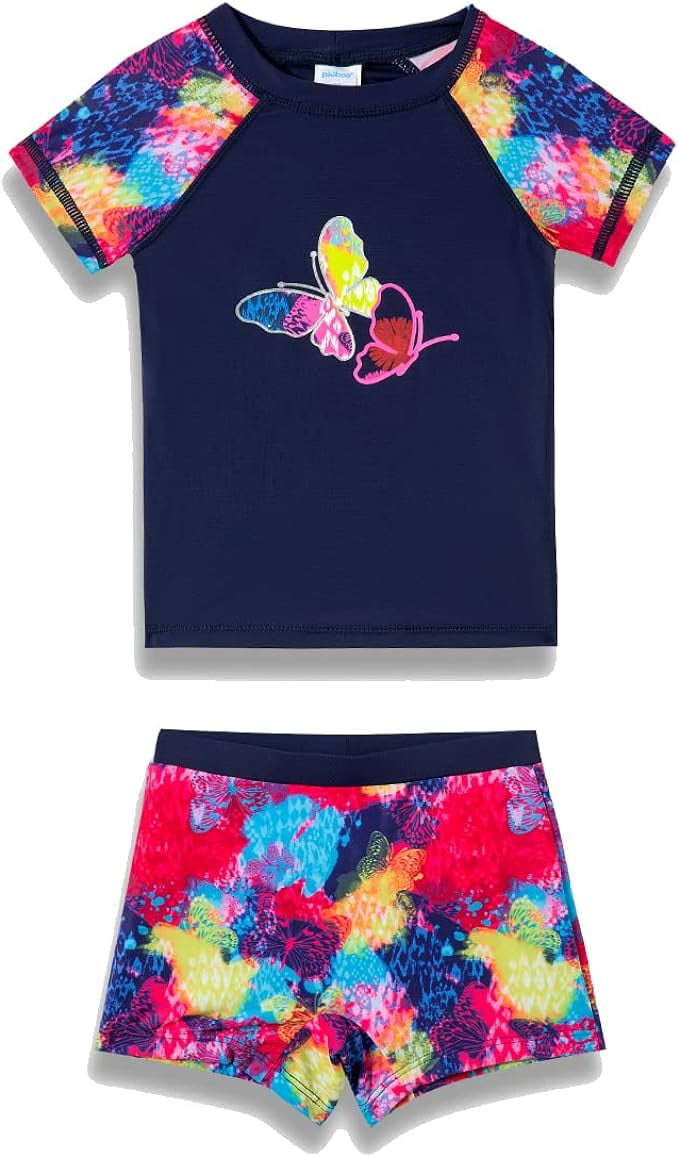 Phibee Girls Short Sleeve Rash Guard Set Upf 50 Sun Protection Two