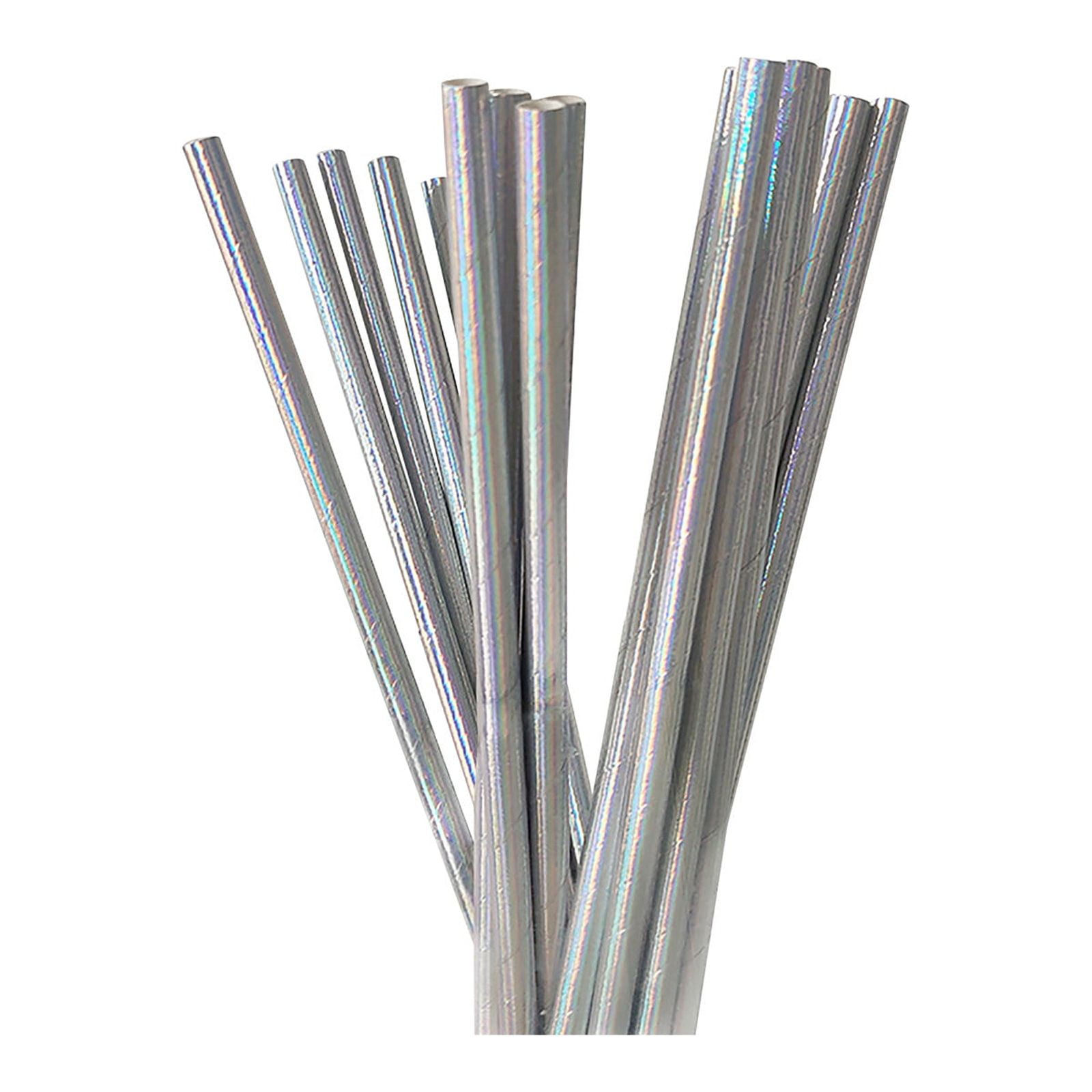 PHIGZNT 100Pcs Iridescent Paper Straws Glitter Disposable Straws ...