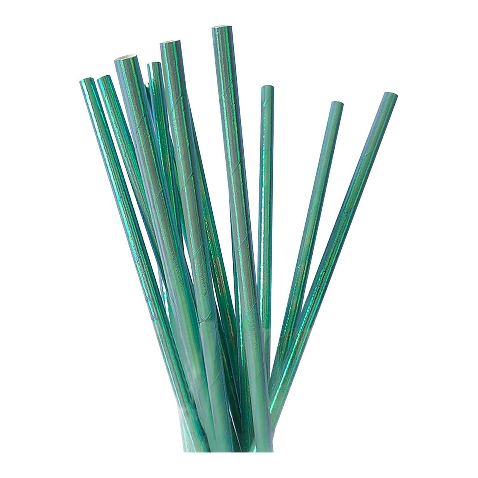 PHIGZNT 100Pcs Iridescent Paper Straws Glitter Disposable Straws ...