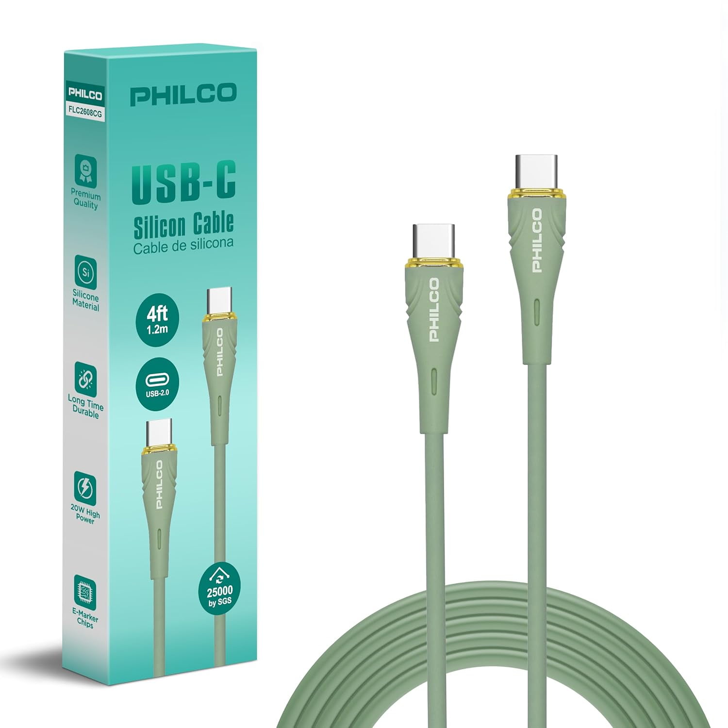 Philco USB C to USB C Cable, Type C Fast Charging Cable, 4FT, 20W ...