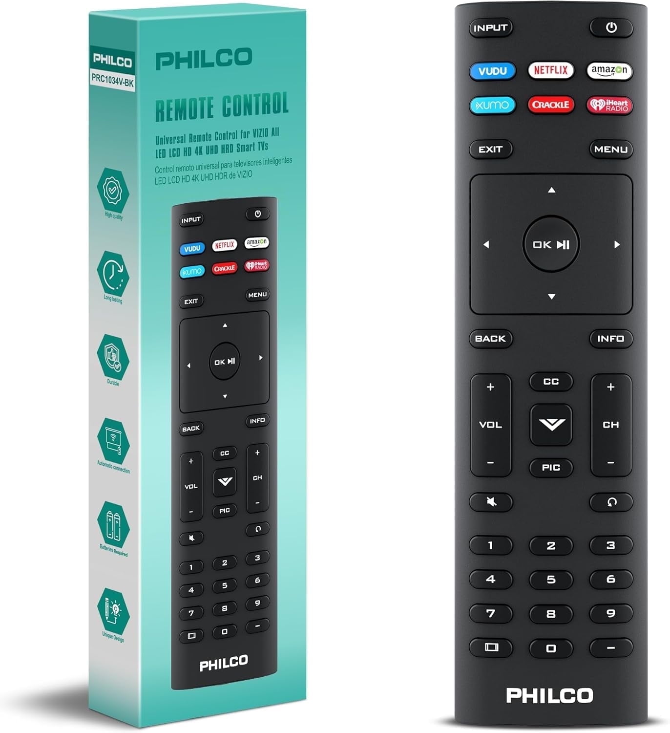 Philco Universal Remote Control, TV Remote Compatible for Vizio ...