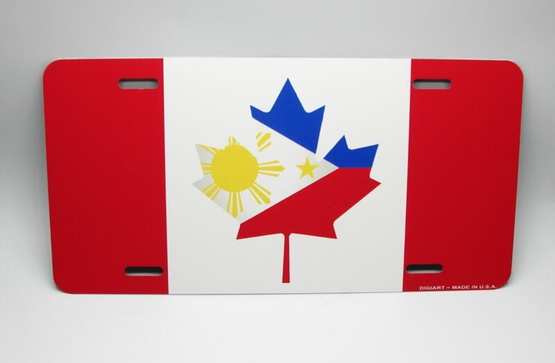 PHILIPPINES CANADIAN CANADA FLAG FILIPINO FLAG METAL CAR NOVELTY ...