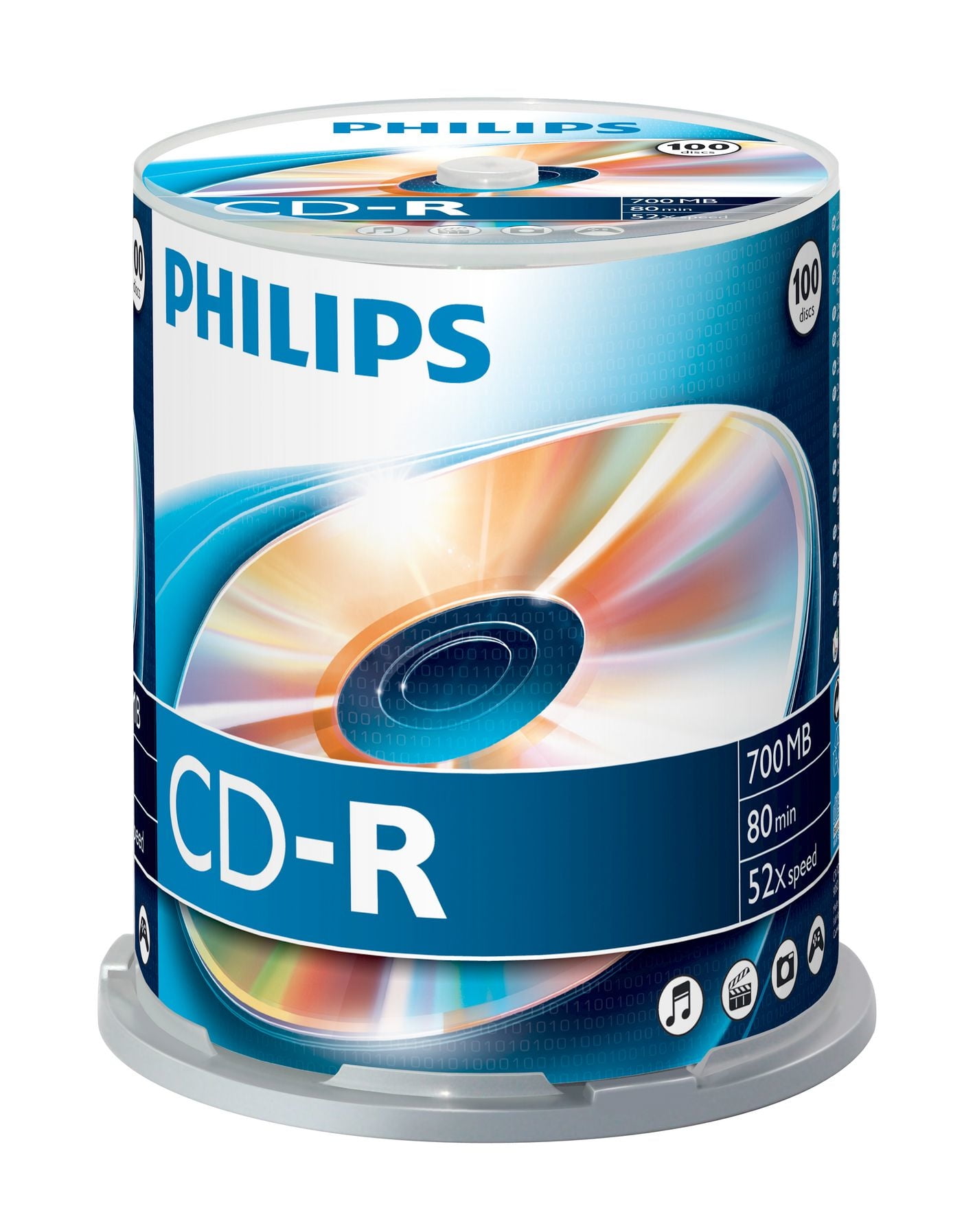 PHILIPS CD-R 80MIN Blank Discs x 100 (700MB 52x Speed) - Walmart.com