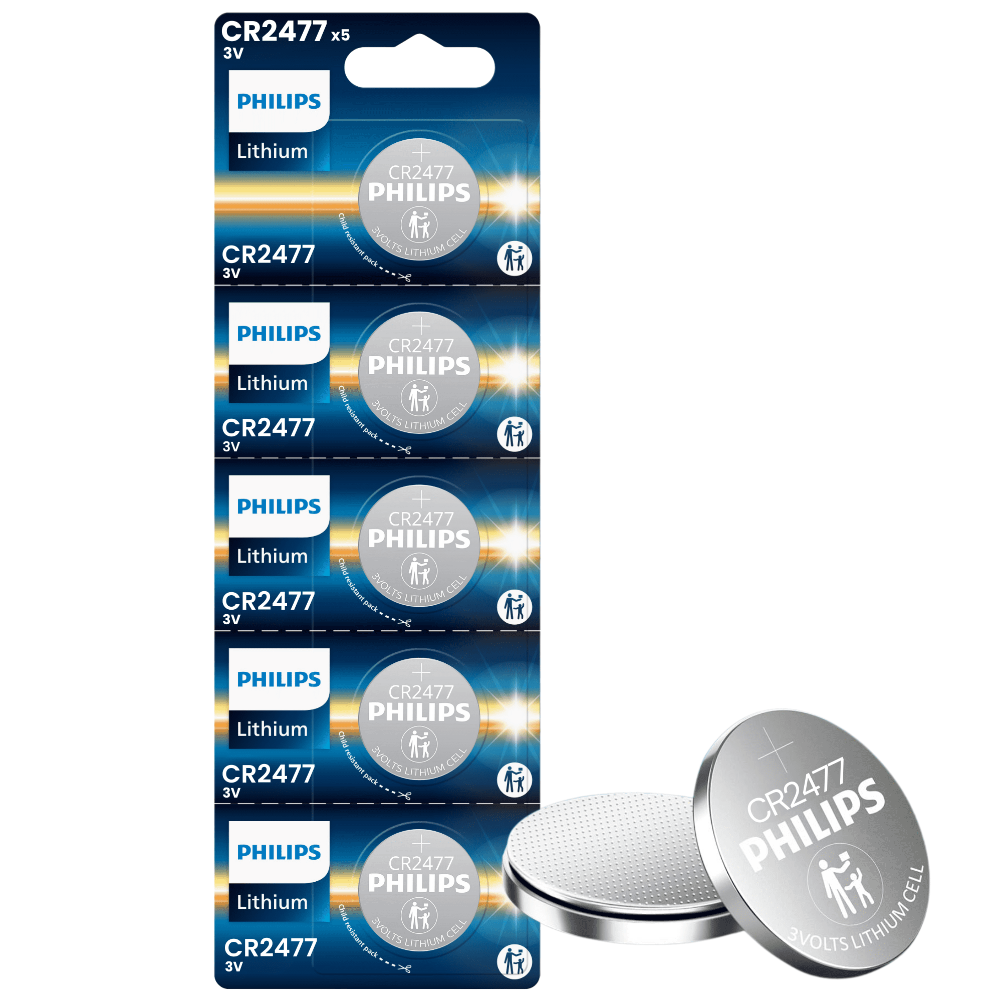PHILIPS CR2477 Battery 5 Pack CR2477 3v Lithium Coin Cell Batteries ...