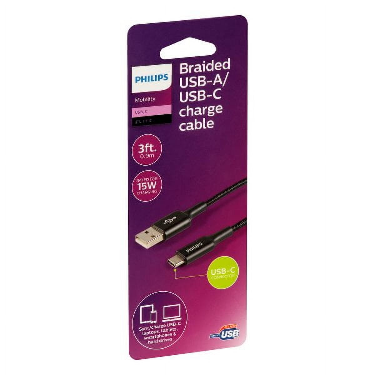PHILIPS DLC3201C PHILIPS USB-C TO A 3FT CABLE BLK BRAIDED - Walmart.com
