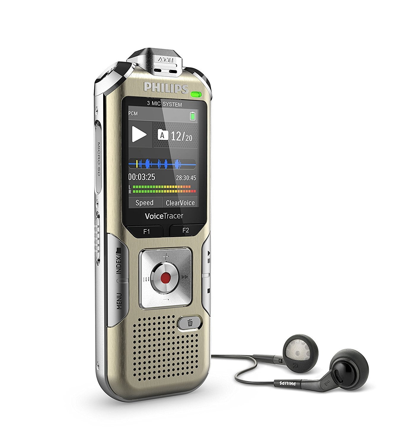 PHILIPS DVT8010 Voice Tracer Audio Recorder Remote Control Gold ...