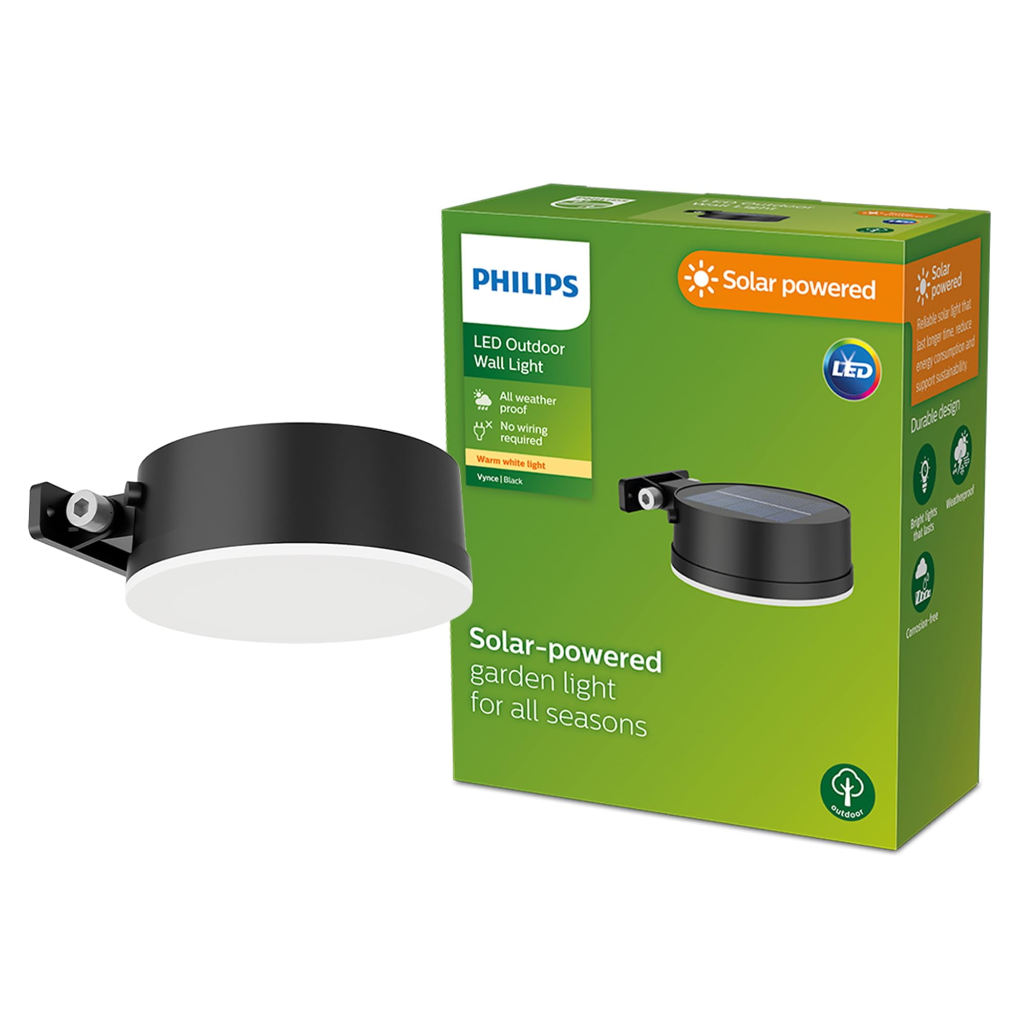 PHILIPS Lighting Vynce outdoor solar path light, round, 1.5W, 2700K ...