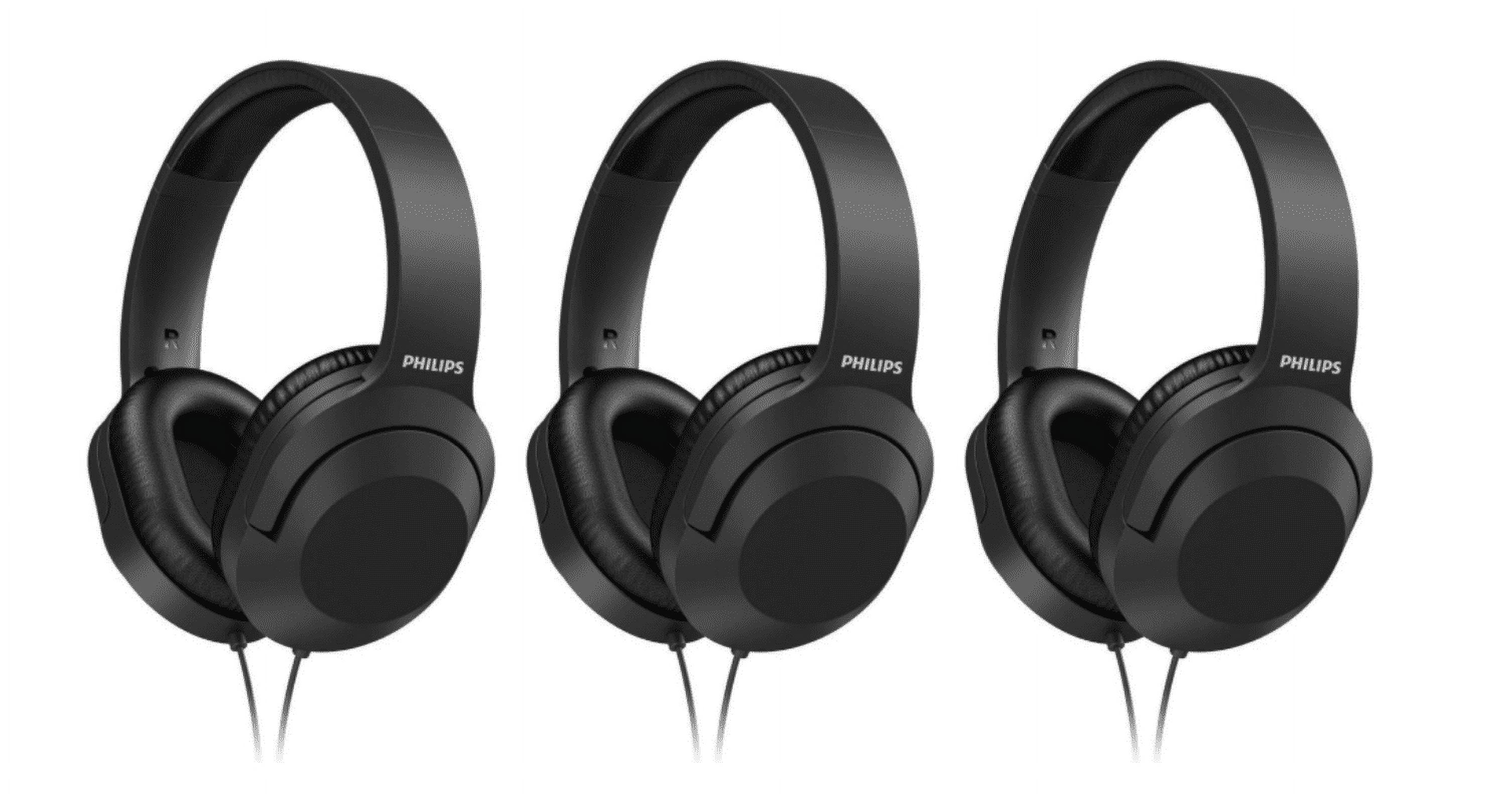 (3 pack) PHILIPS Over Ear Wired Stereo Headphones for Podcasts, Studio ...