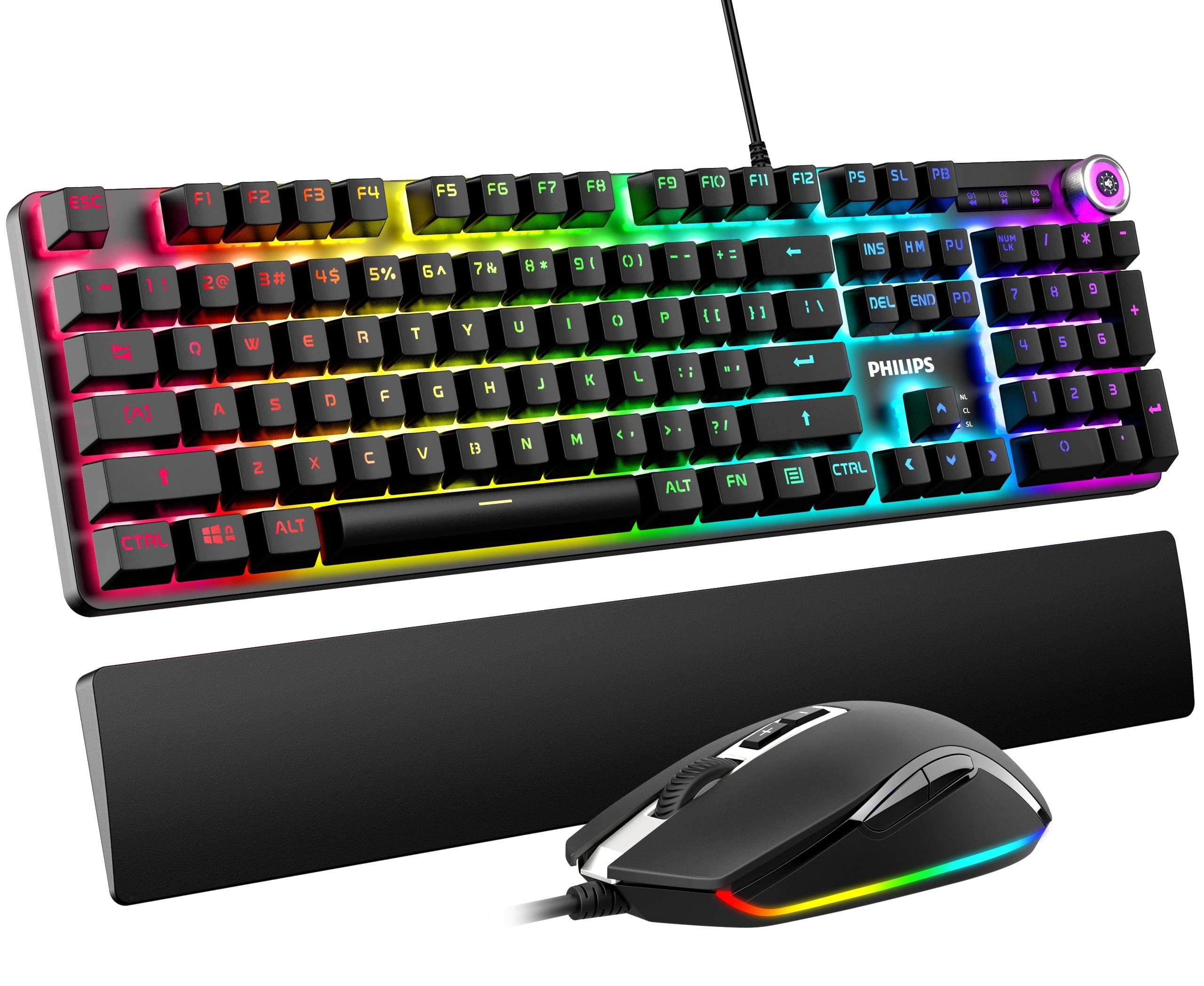 PHILIPS Wired Gaming Keyboard and Mouse Combo with Fast Switches RGB ...