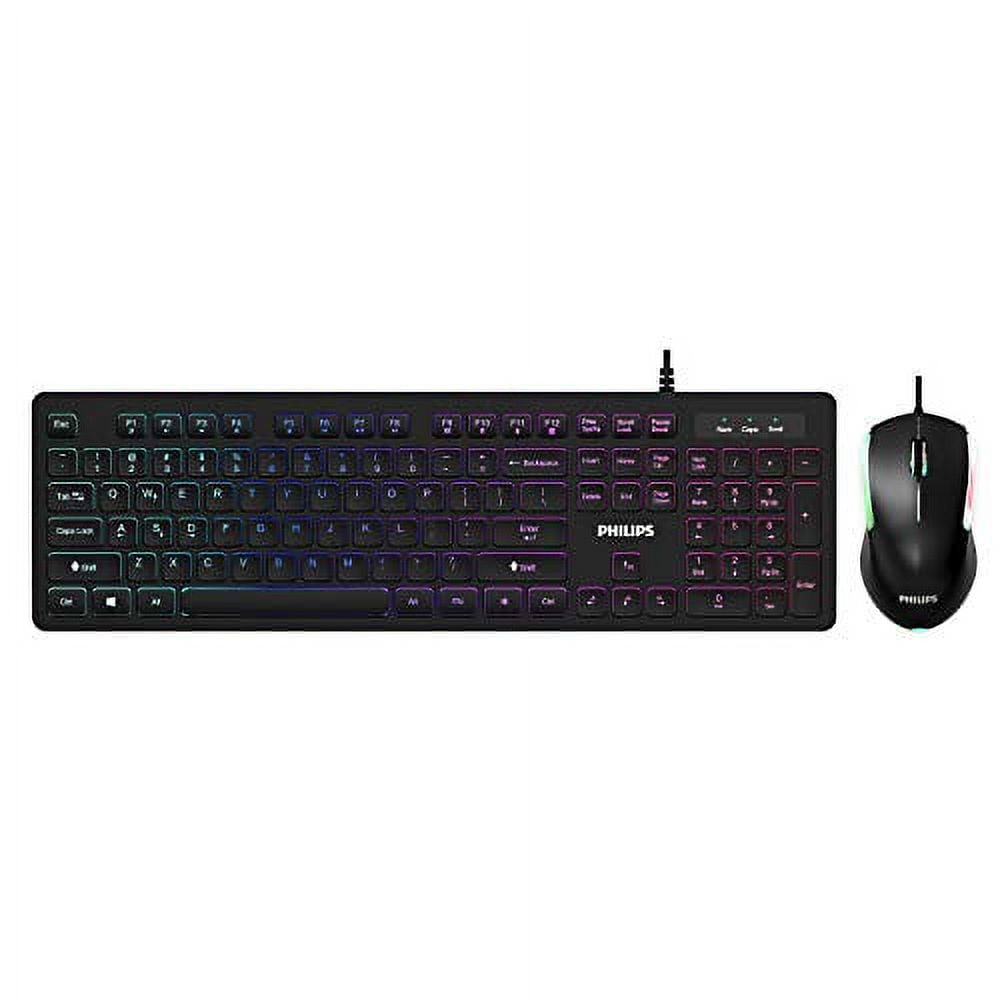 PHILIPS Wired Keyboard and Mouse Combo | LED Keyboard + Ambidextrous ...