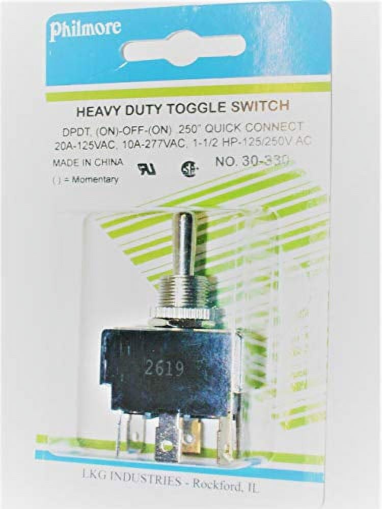 PHILMORE 30-330 TOGGLE SWITCH DPDT (ON)-OFF-(ON) MOMENTARY 20 AMP - 30 ...