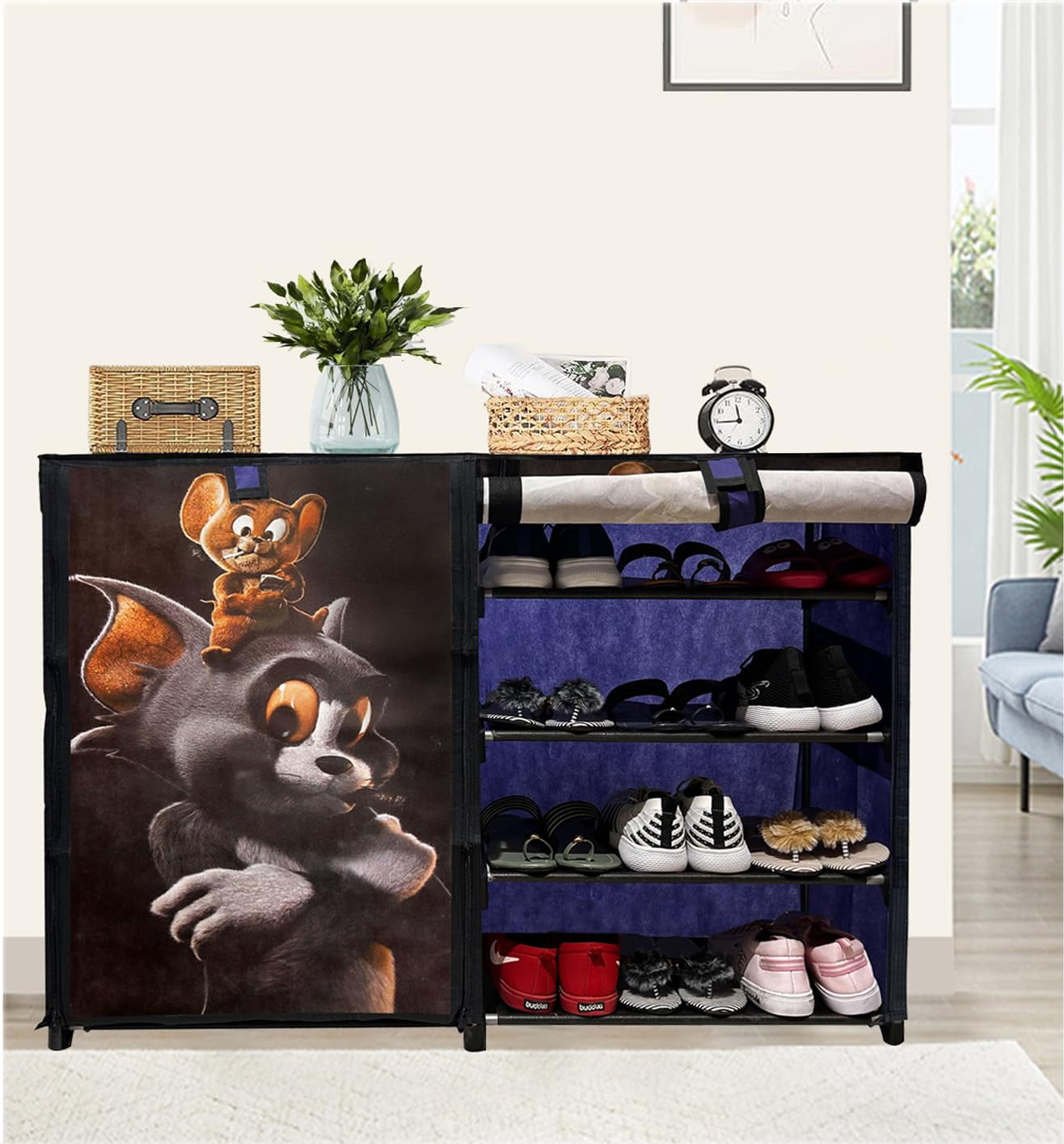 PHILOSHOP Multipurpose 8 Layers Tom Jerry Printed Shoe Rack Blue - Walmart.com