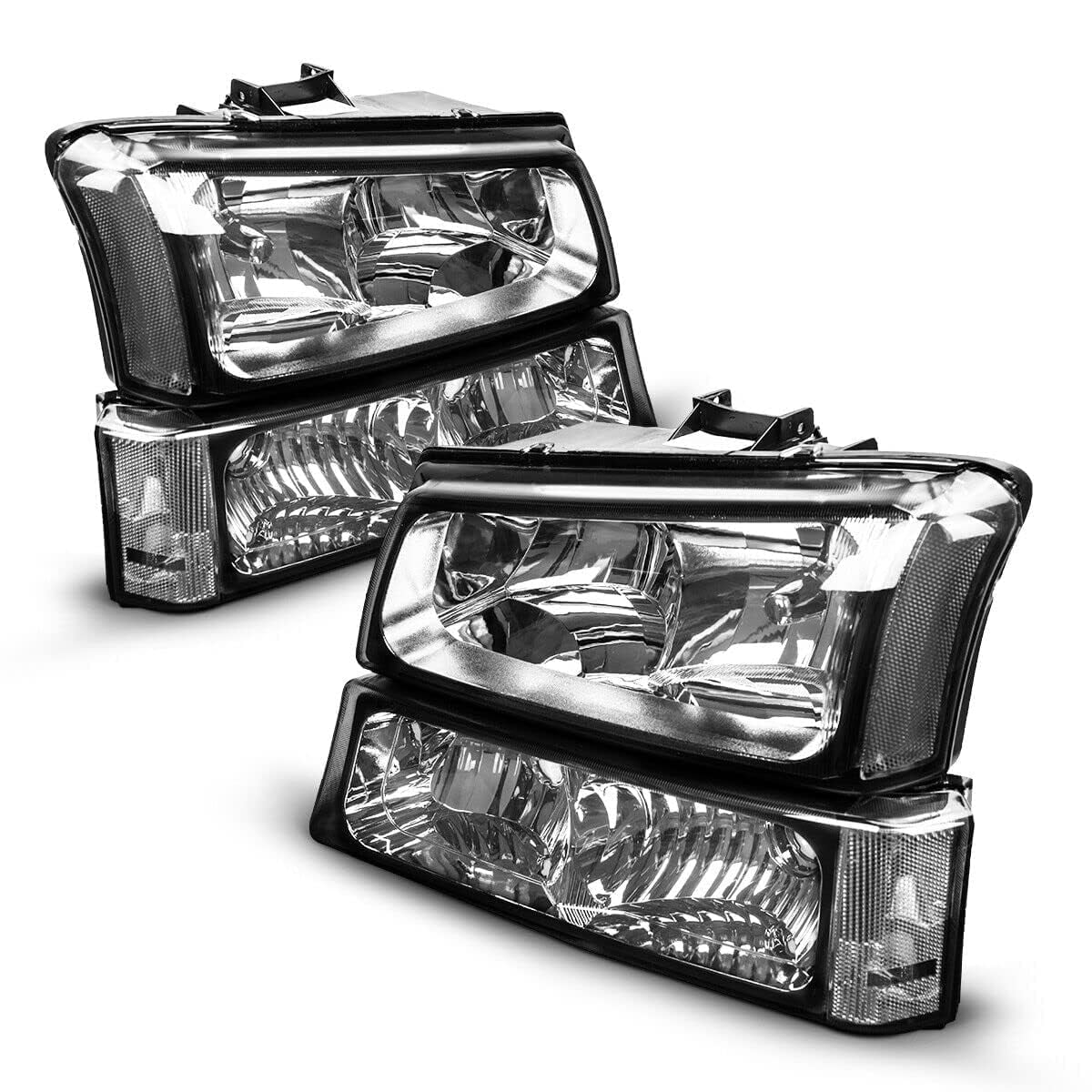 PHILTOP Headlight Assembly, Chrome Headlights Replacement Compatible ...