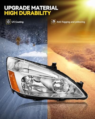 PHILTOP Headlight Assembly Pair,Chrome Housing Headlamp Replacement ...