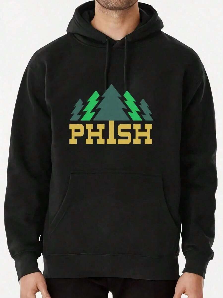 PHISH Hunting Flag Rugby Spider English Letter Pattern Black Hoodie ...
