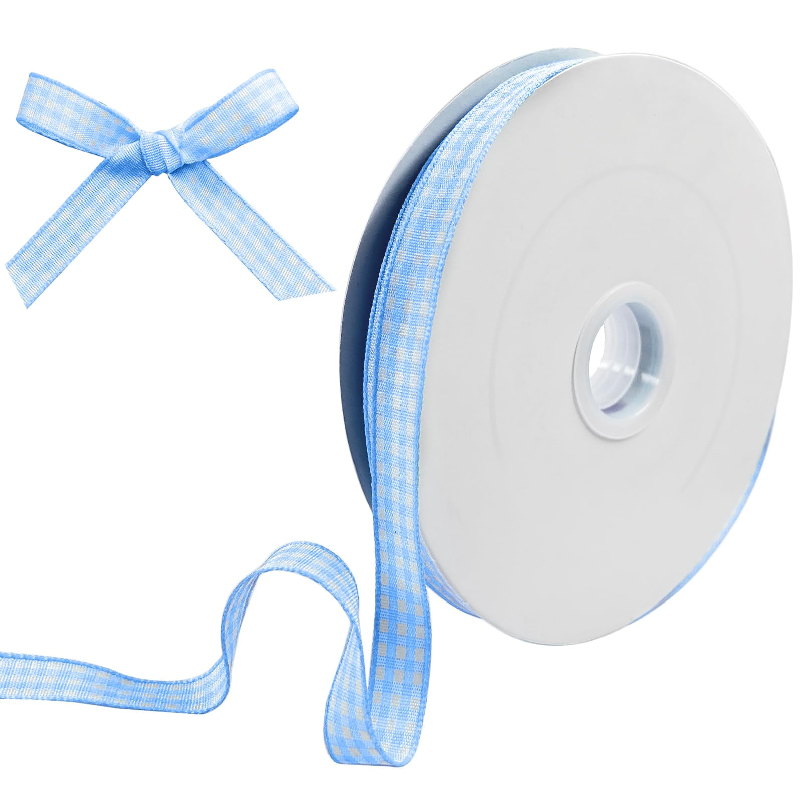 PHITUODA Blue Gingham Ribbon, TSF6 3/8" x 50 Yards Blue and White ...
