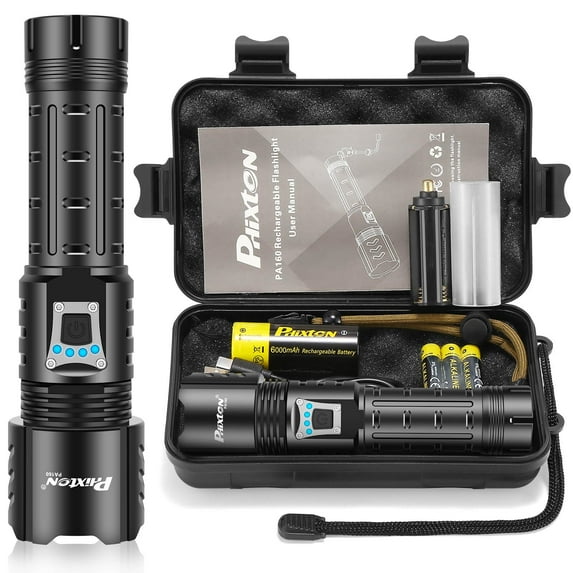 PHIXTON Rechargeable Flashlights High Lumens 10000 Super Bright Long ...