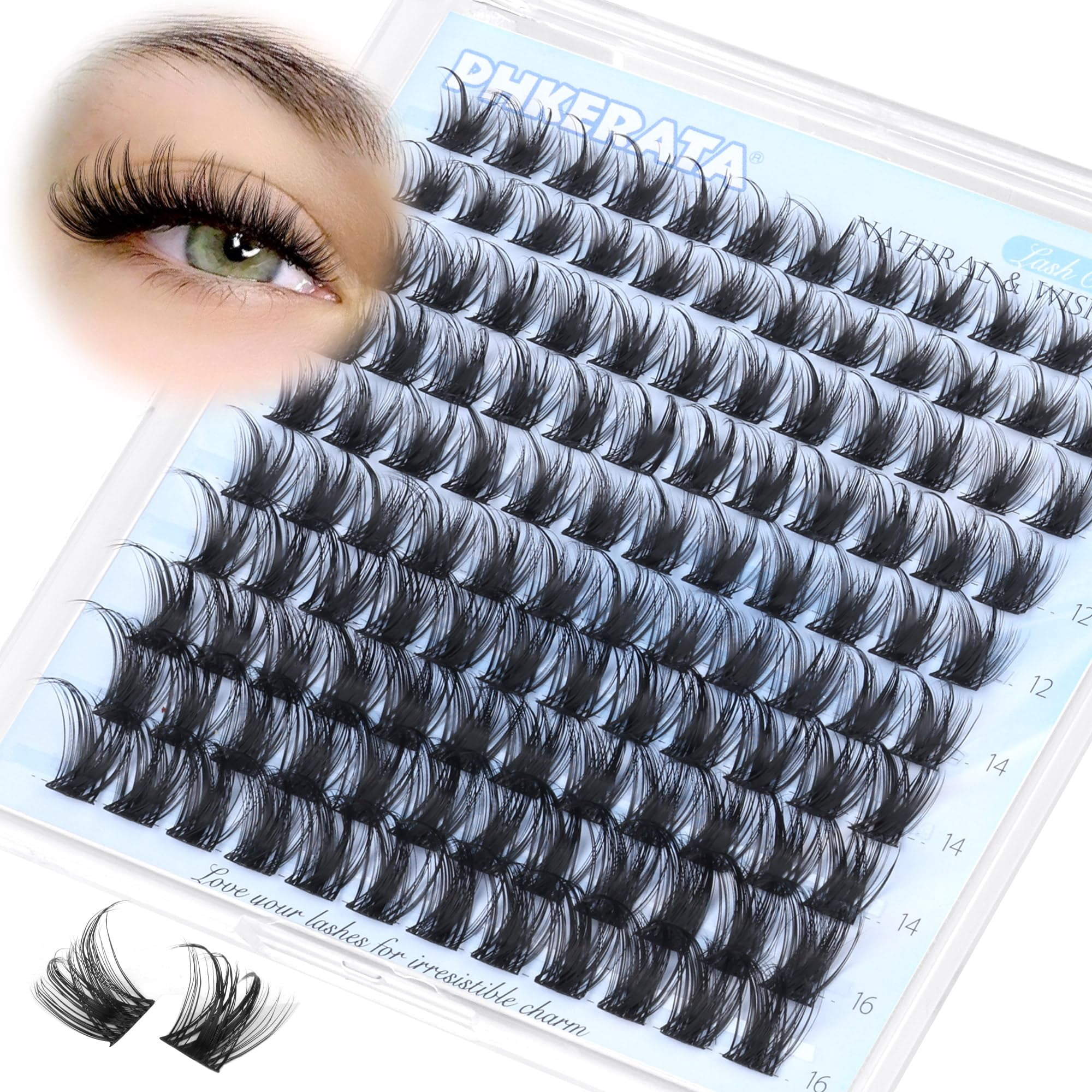 PHKERATA Wispy Eyelash Clusters SSF20 Natural Lash Clusters 120 pcs ...