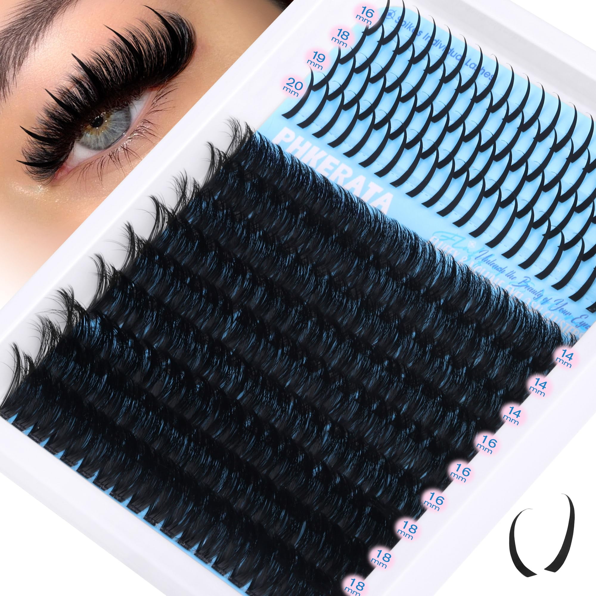 PHKERATA Wispy Lash Clusters TSF6 with Spikes Long Cluster Eyelash ...