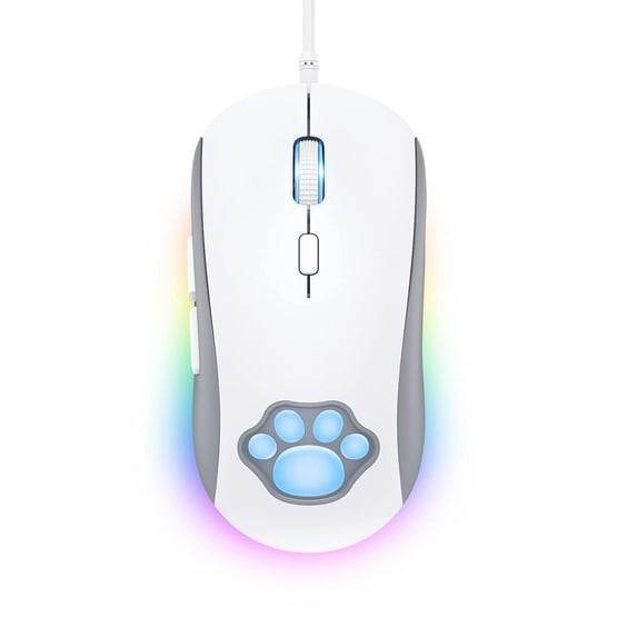 PHNIXGAM Cat Paw RGB Gaming Mouse, Silent Optical Computer Mice USB ...