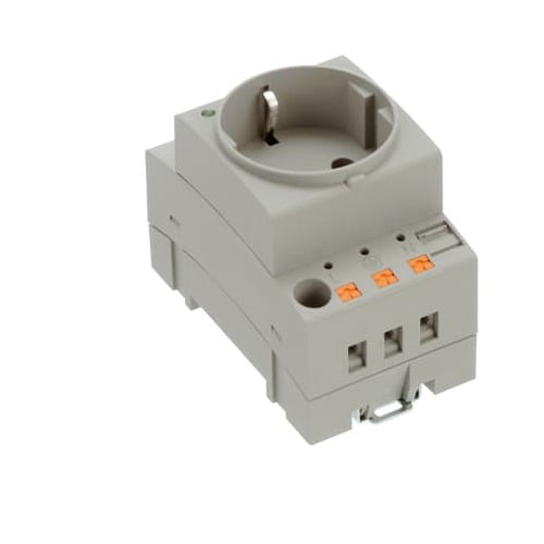 PHOENIX CONTACT 0804040, Power outlet, socket, CF, gray, push-in, DIN rail, 250 VAC, 16A, VDE ...