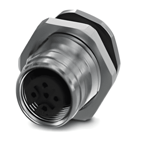 PHOENIX CONTACT 1027669, Device connector, Str M12 Female 5pos, Rear mounting, M16, Wave ...