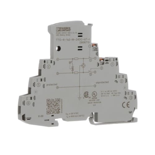 PHOENIX CONTACT 2906713, Surge protector, DIN Rail, 24VDC, TTC-6-1X2-M ...
