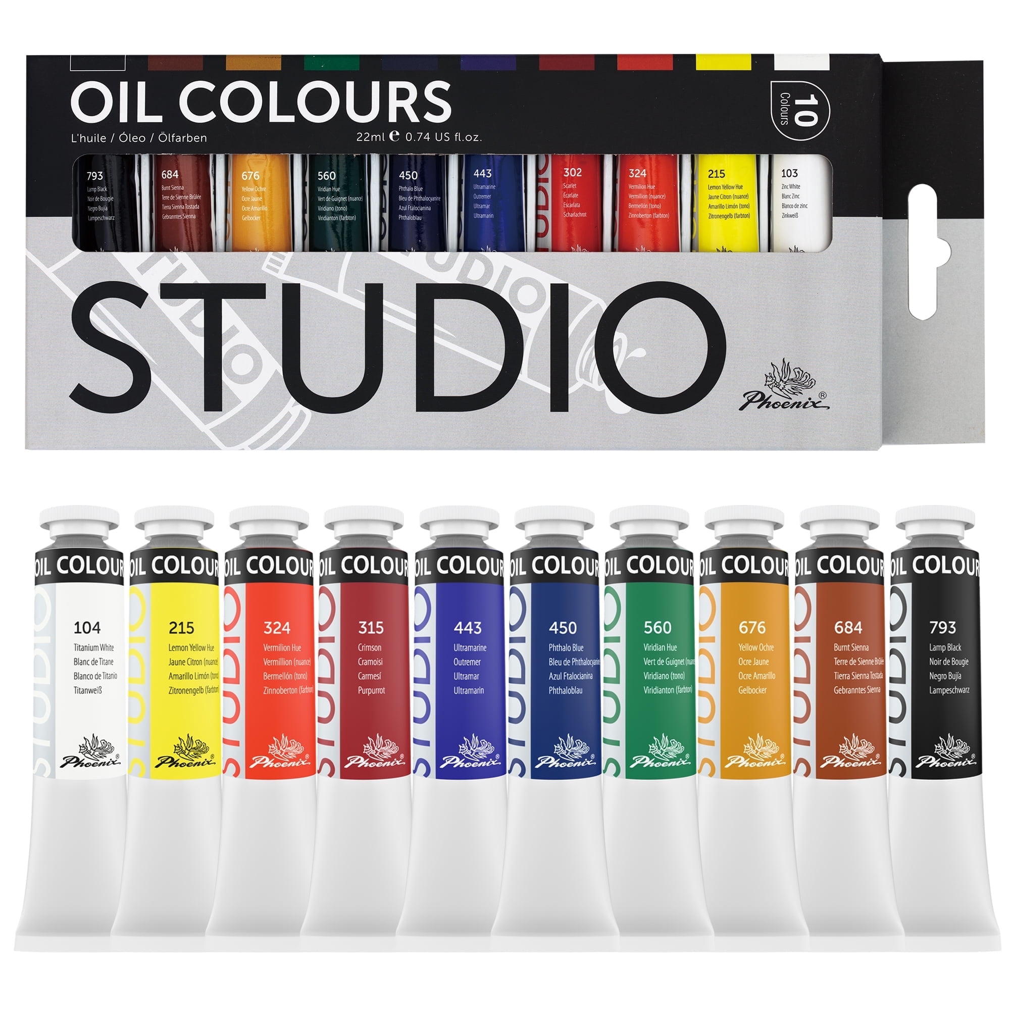 PHOENIX Oil Paint Set, 10x22ml/0.74 fl Oz tubes, Non-Toxic Oil Based ...