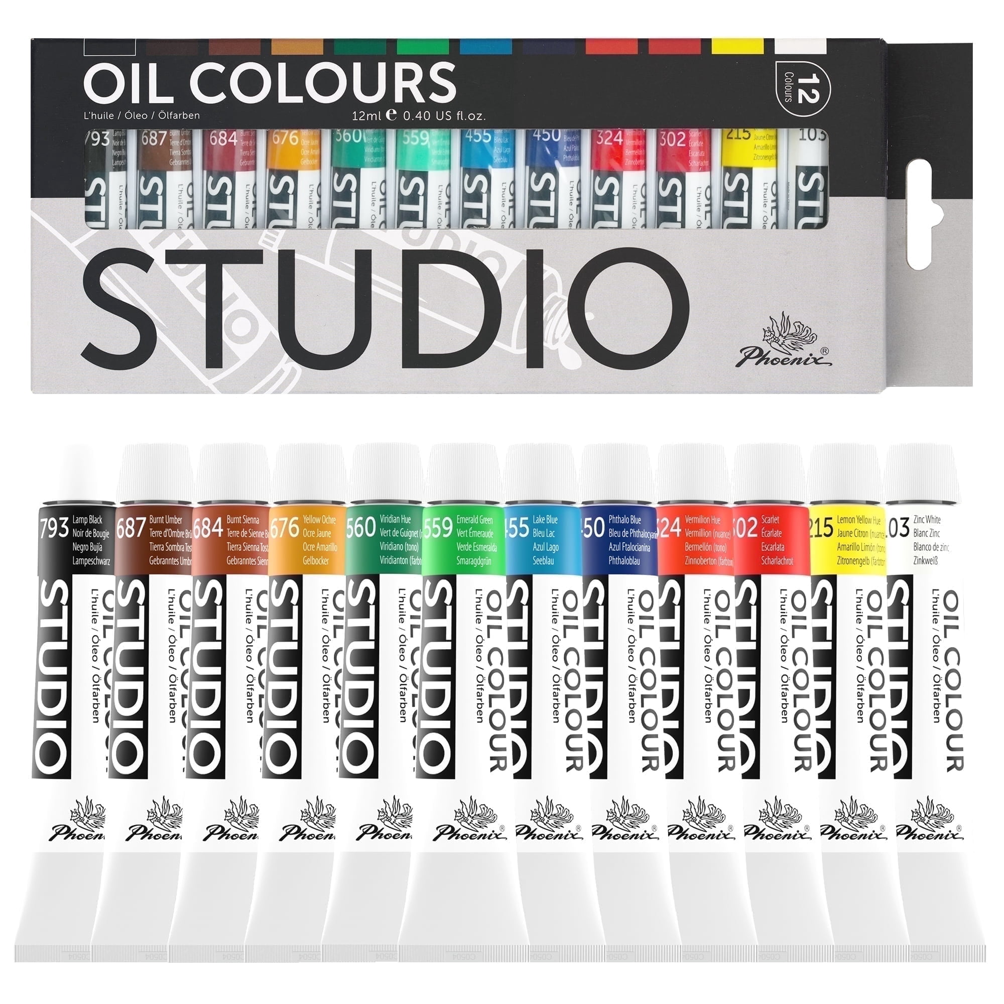 Phoenix 12x12ml Matte Oil Art Paints & Pigment Powders 12-Pack ...