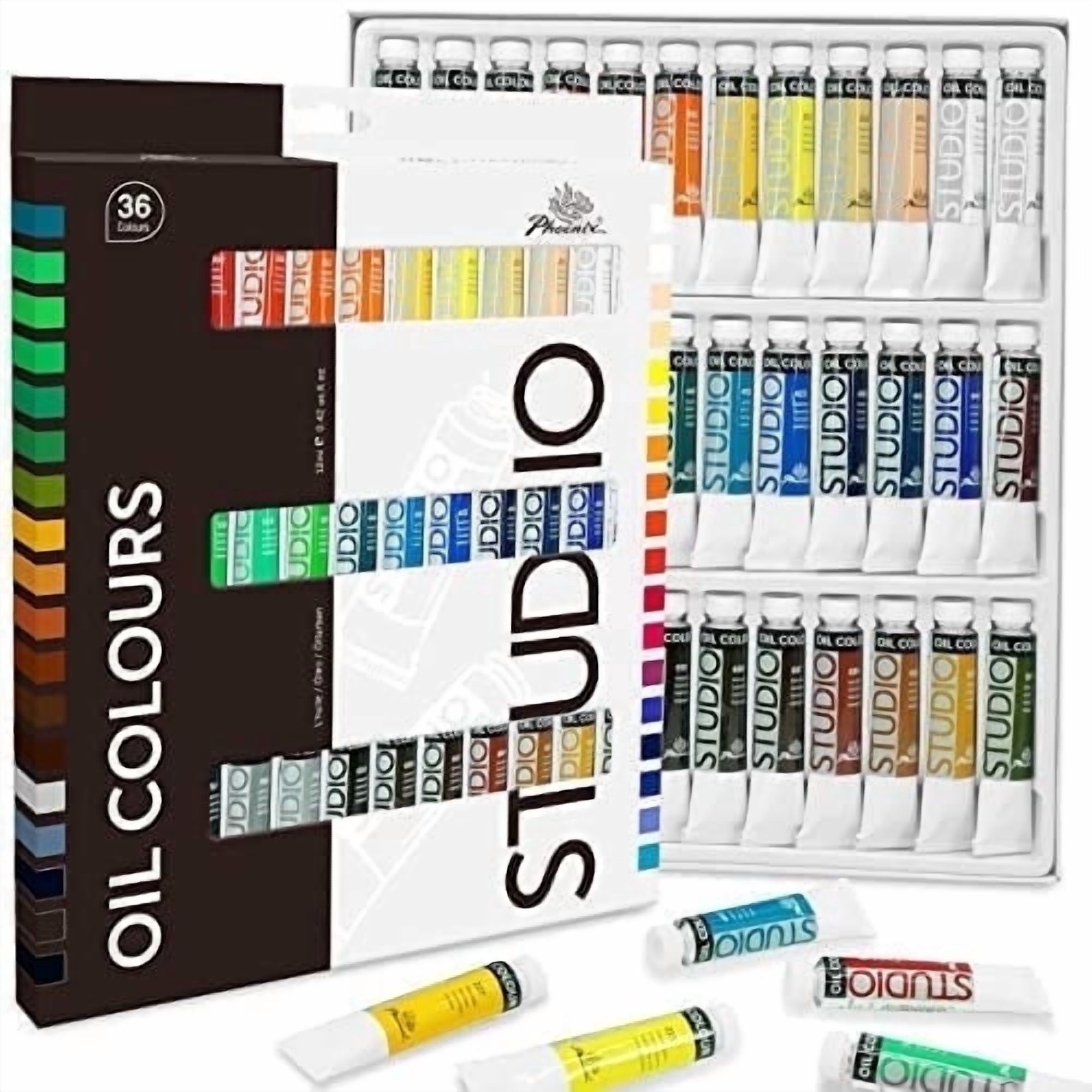 PHOENIX Oil Paint Set 36 Colors - 12ml / 0.4 US fl oz Tubes Non-Toxic ...