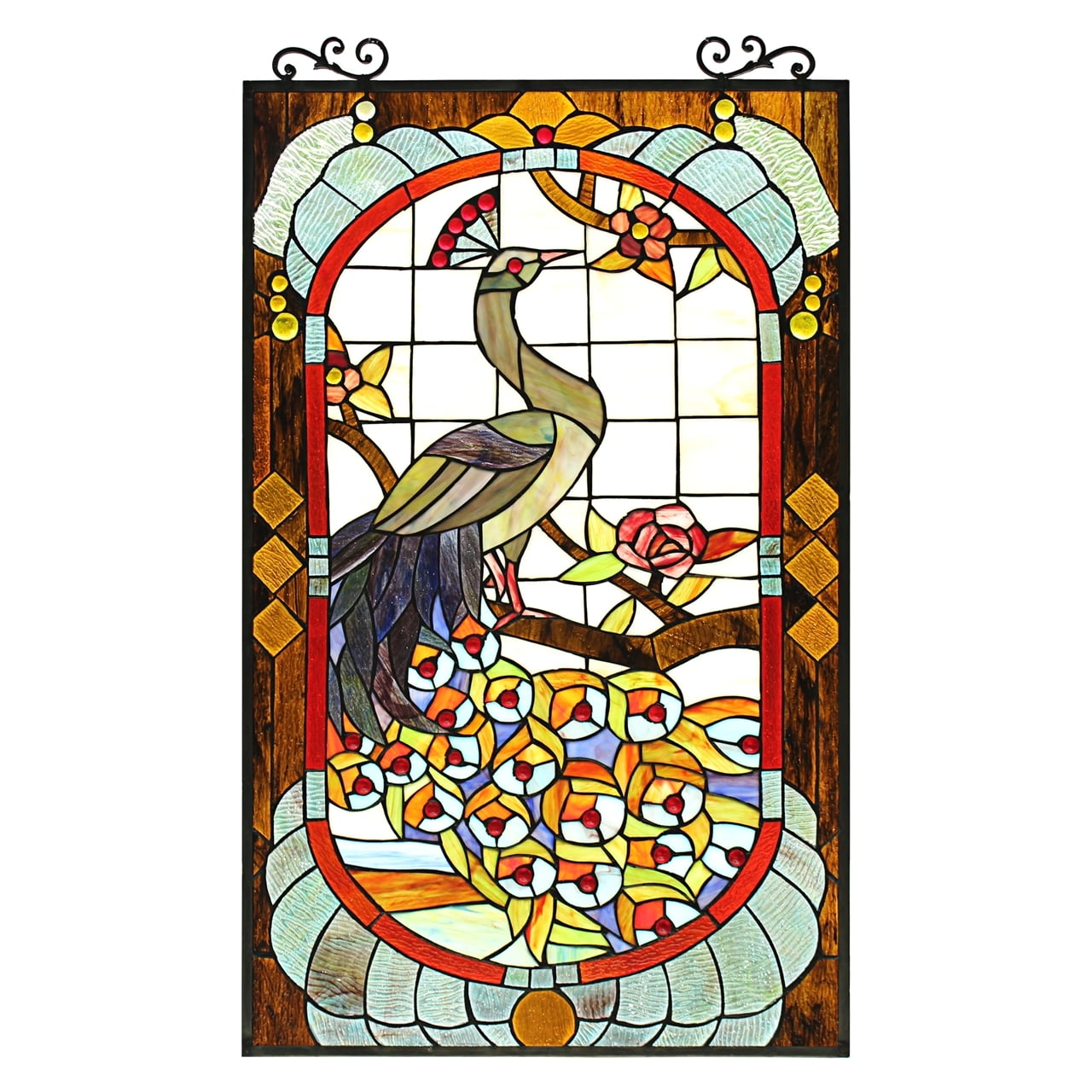 PHOENIX Tiffany-Style Animal Stained Glass Window Panel 33" Height ...