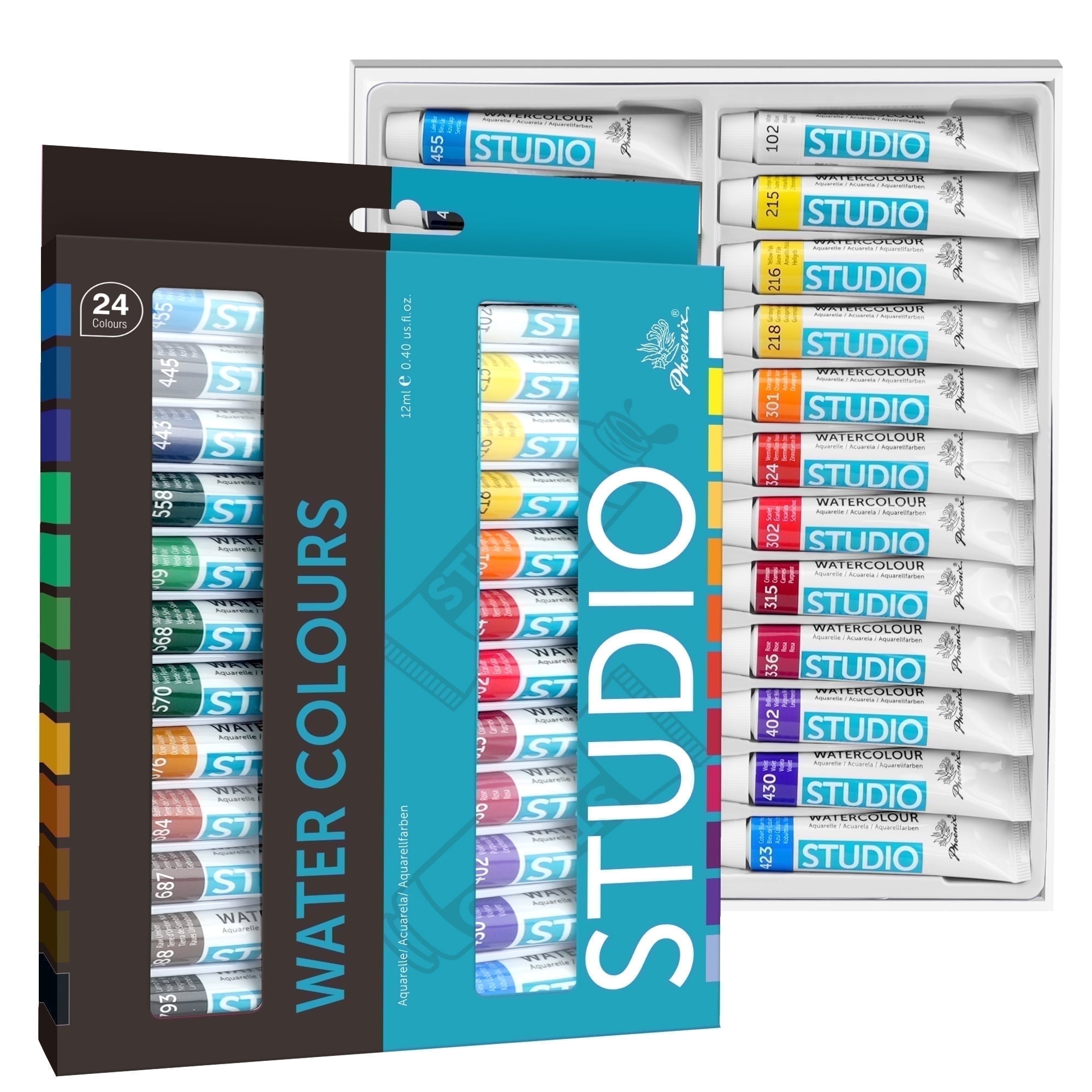 Phoenix 24-Pack Watercolor Paint Set, 12ml Matte Finish - Walmart.com