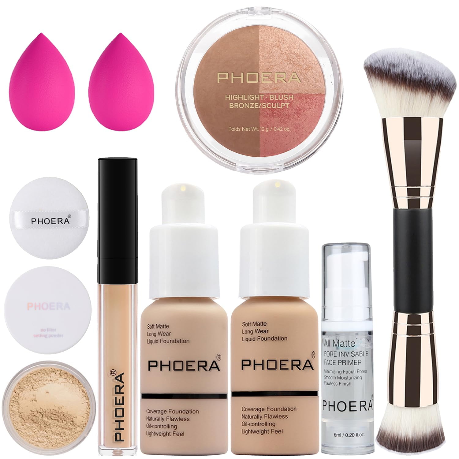 PHOERA Foundation, PHOERA Contour Palette,Shades with Highlighter ...