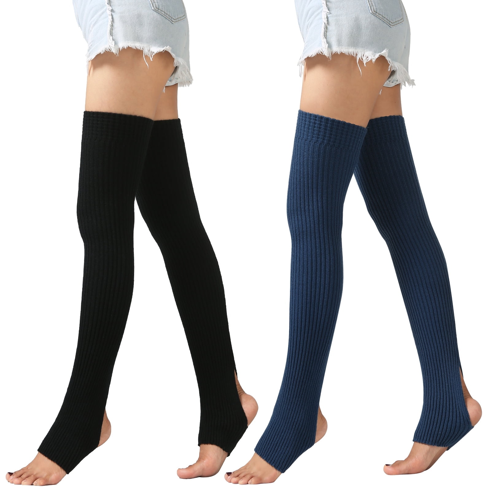 PHOGARY 2 Pairs Long Stretch Knitted Stirrup Dance Ballet Leg Warmers ...